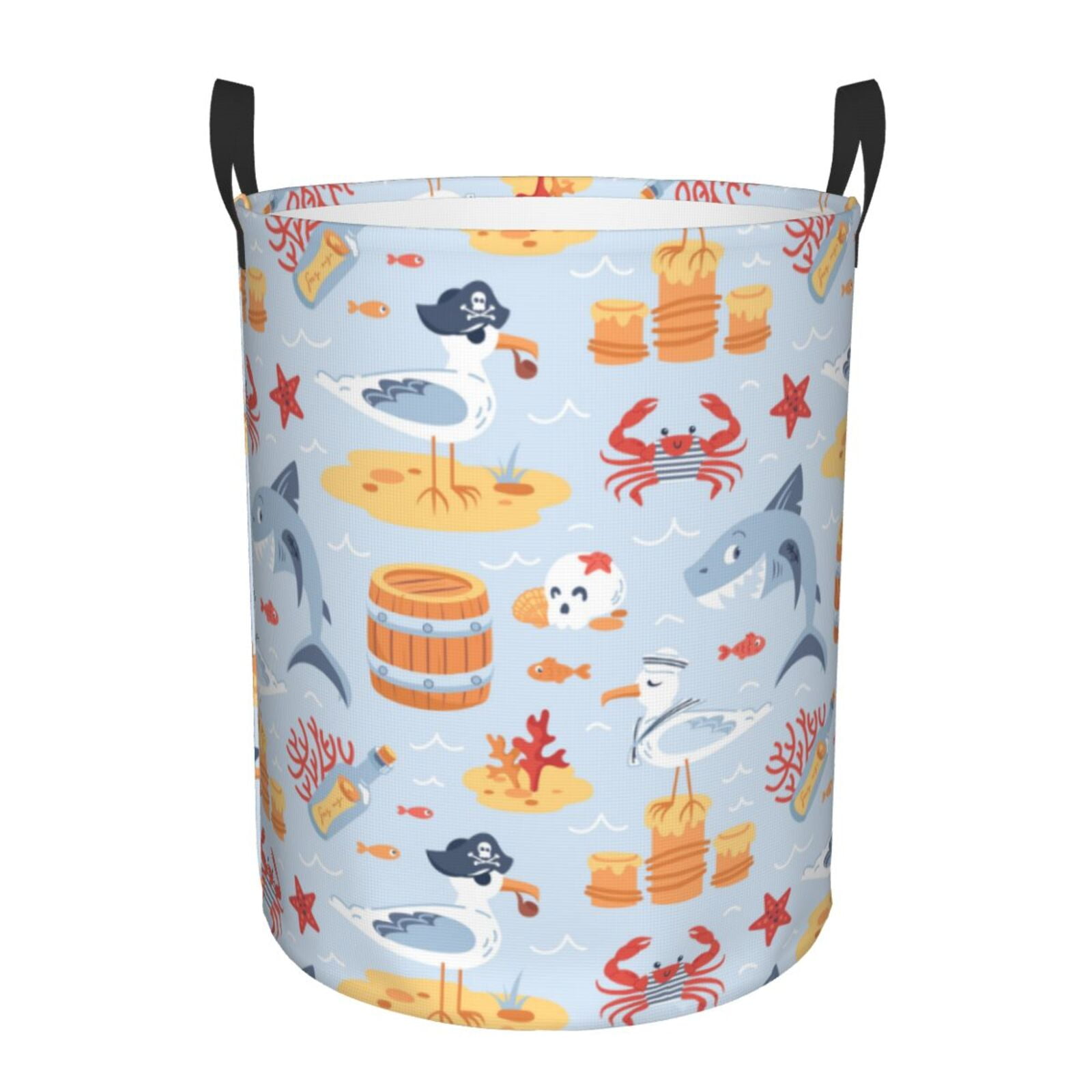 Laundry Basket, Funny Cute Shark Pirate Duck Crab Waterproof Laundry ...