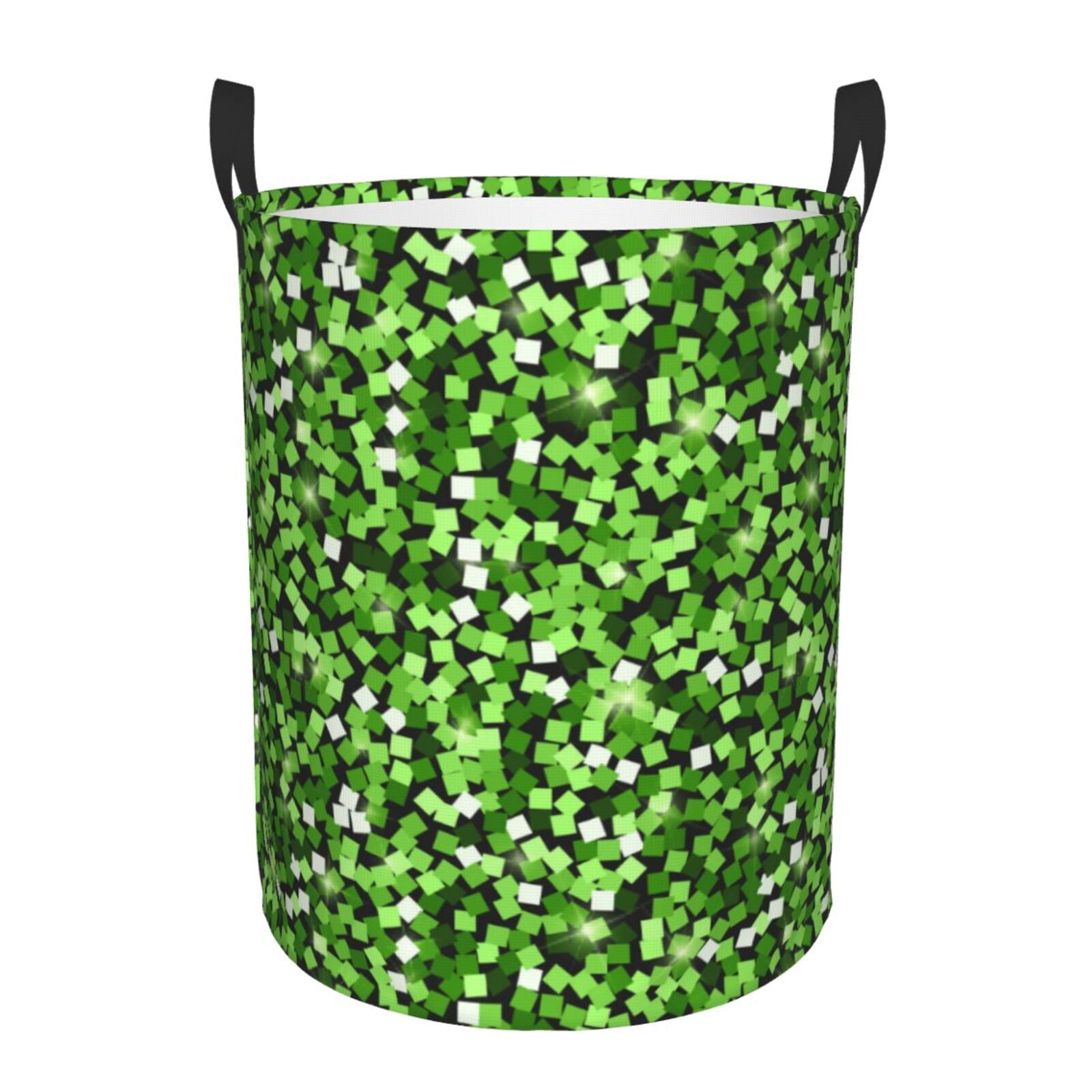 Laundry Basket, Glitter Adorable green Laundry Hamper Waterproof ...
