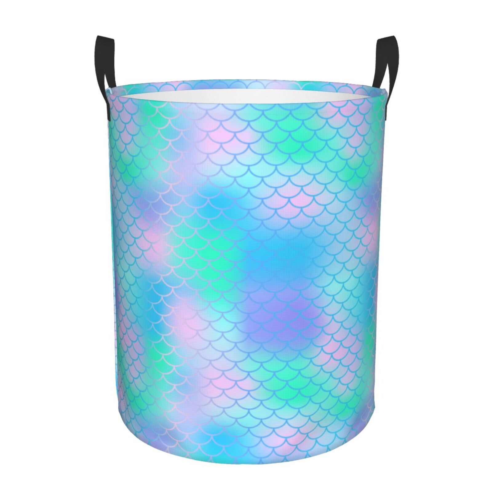 Laundry Basket, Glittery Mint Fish scale Laundry Hamper Waterproof ...