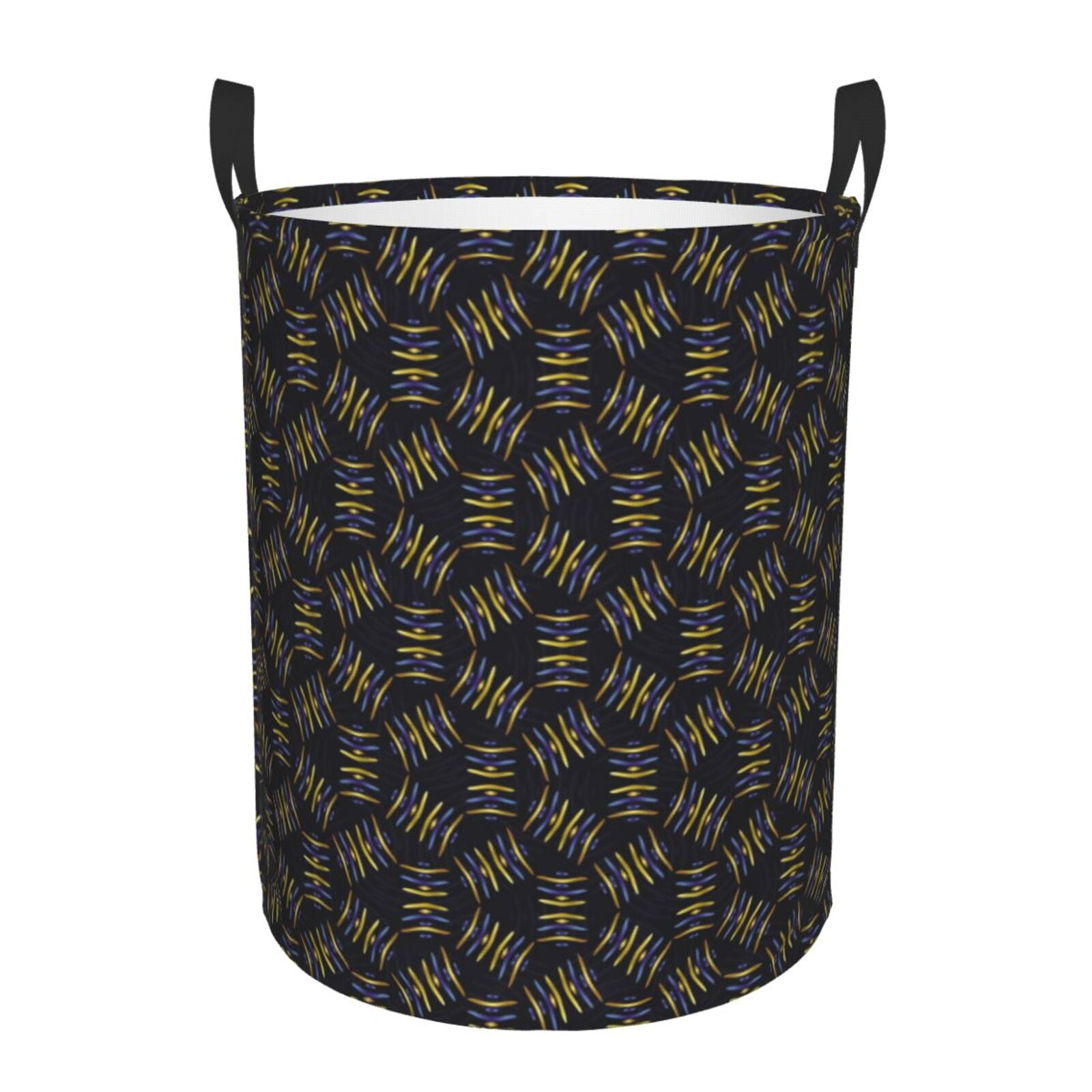 Laundry Basket, Gold Dark Blue Snowflake Print Waterproof Laundry ...