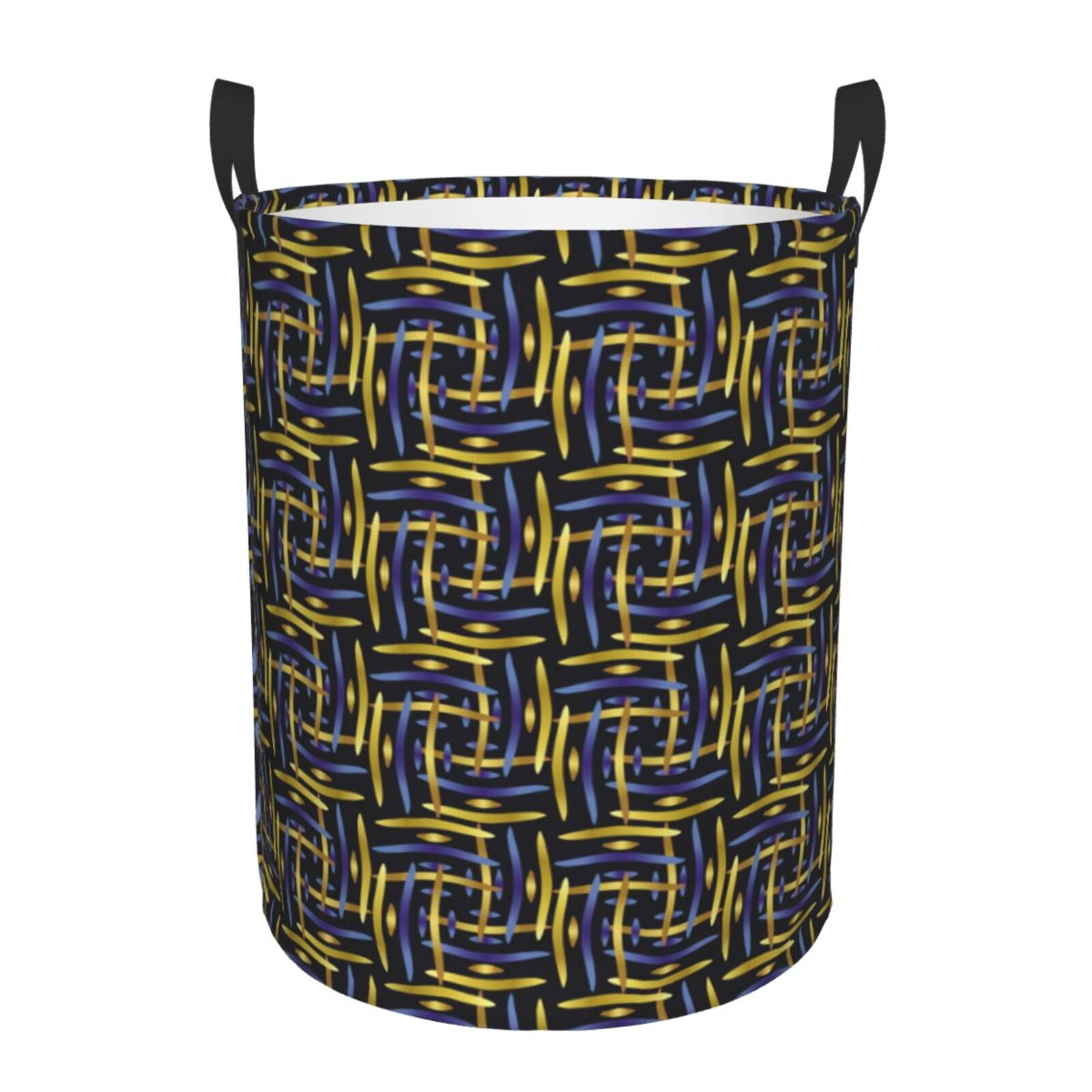 Laundry Basket, Gold Dark Blue Trellis Waterproof Laundry Hamper With ...