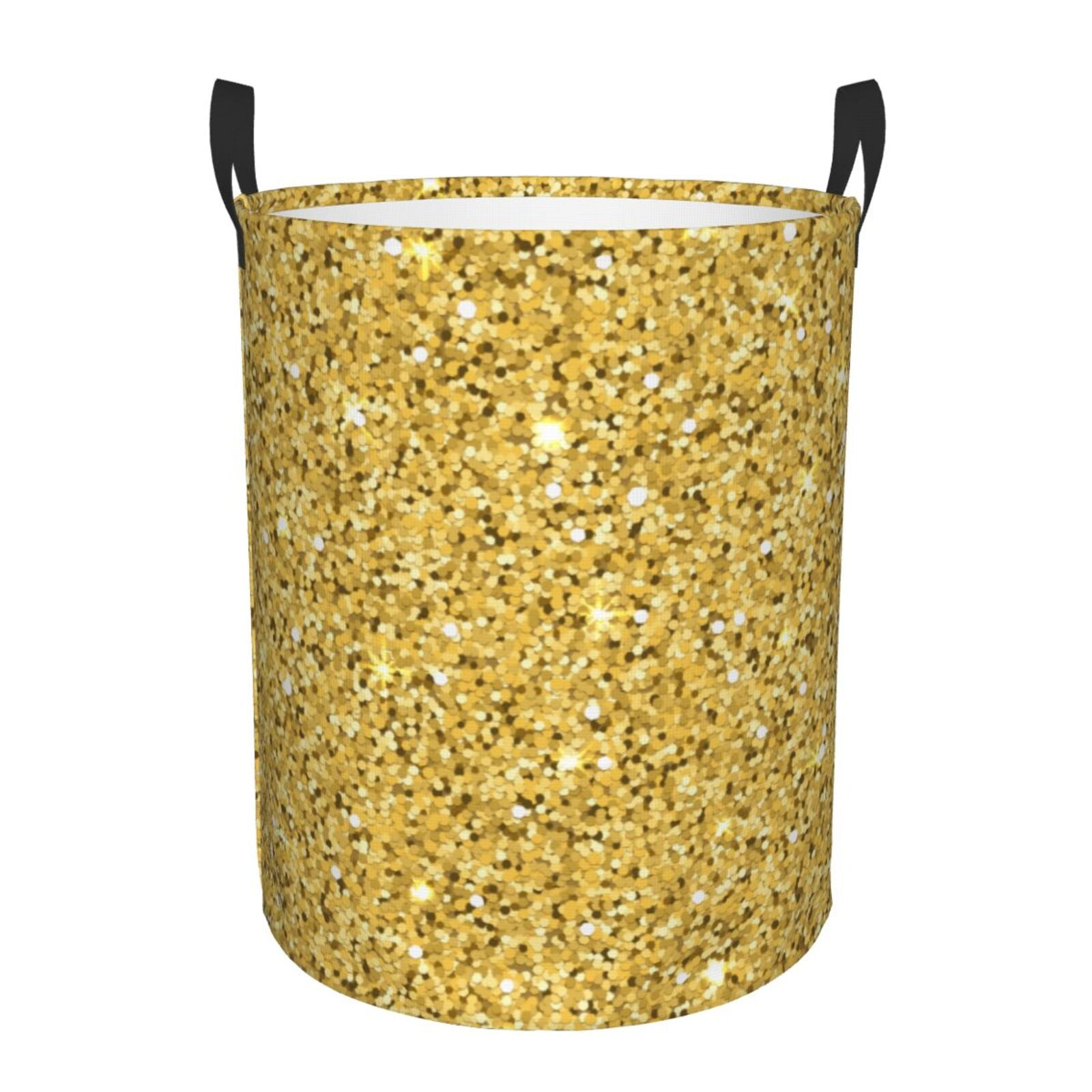 Laundry Basket, Gold Glitter Sparkles Laundry Hamper Waterproof Laundry ...