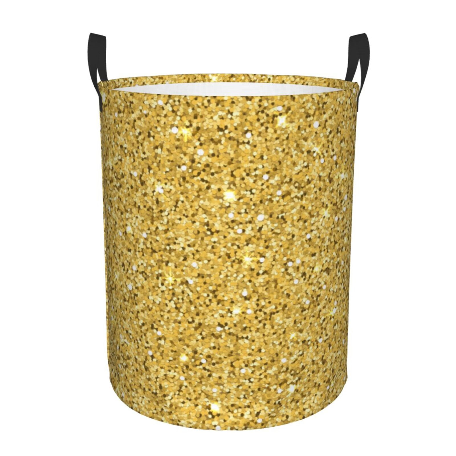 Laundry Basket, Gold Glitter Sparkles Waterproof Laundry Hamper With ...
