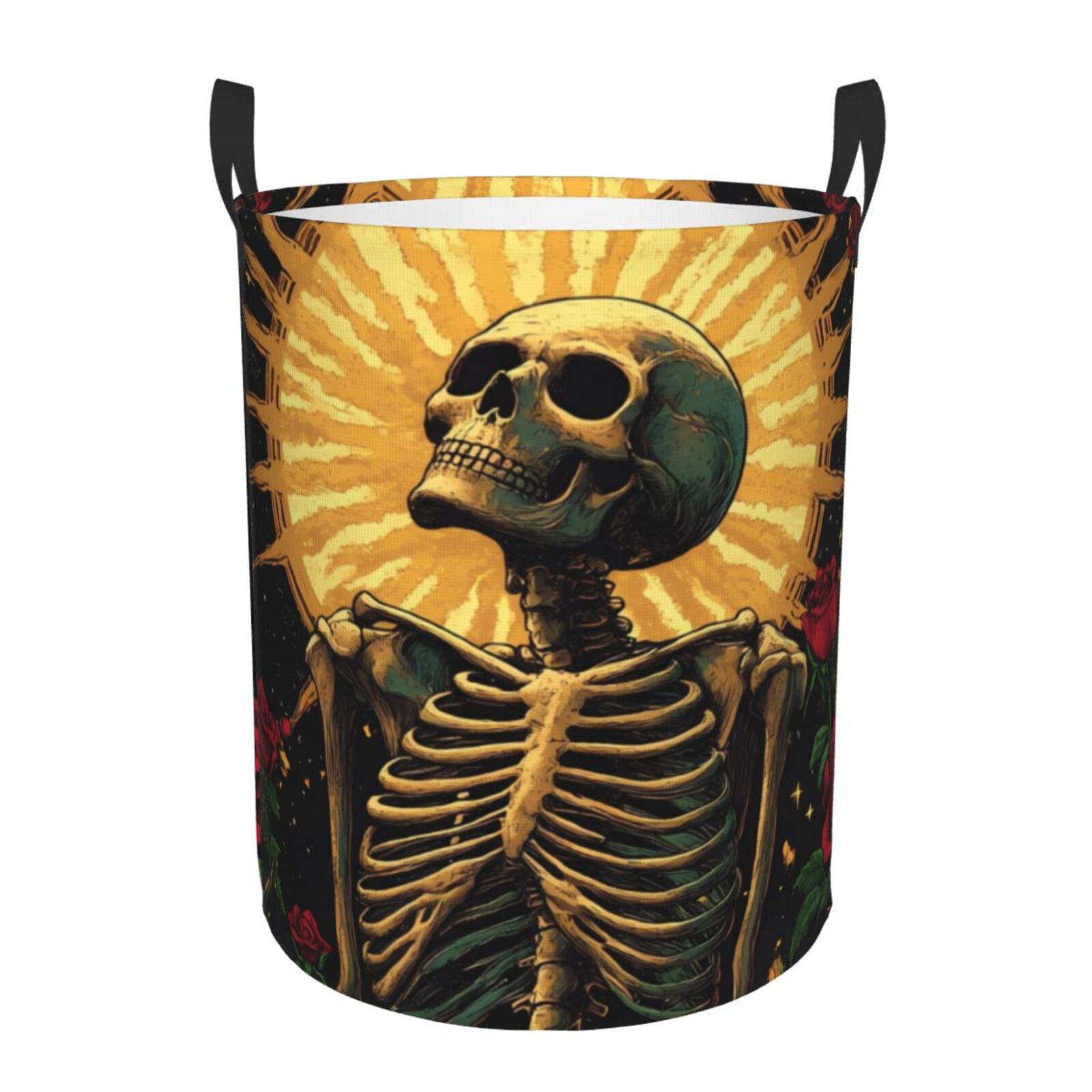 Laundry Basket - Gothic Skeleton with Roses Waterproof Laundry Hamper ...