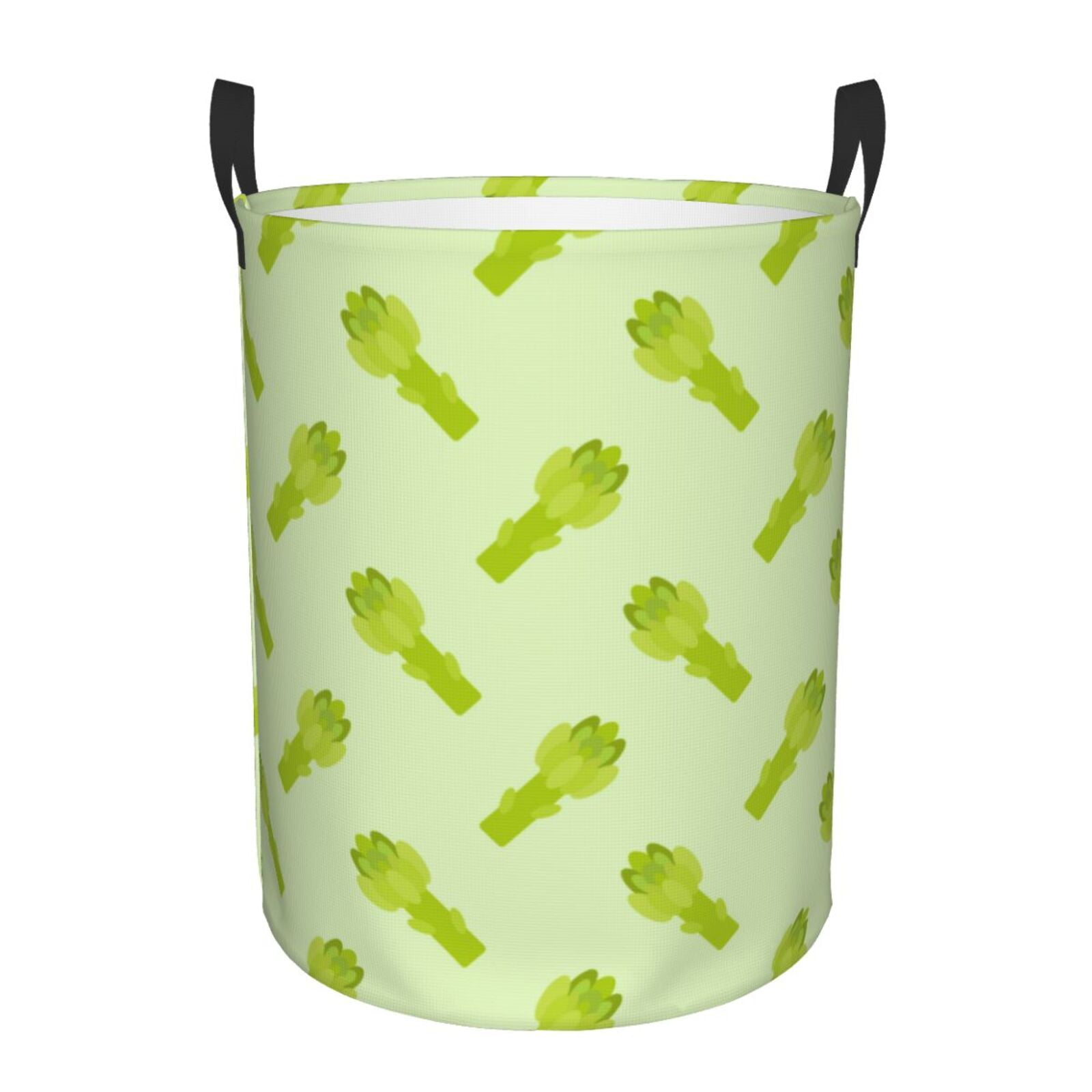 Laundry Basket, Green Asparagus Print Waterproof Laundry Hamper With ...