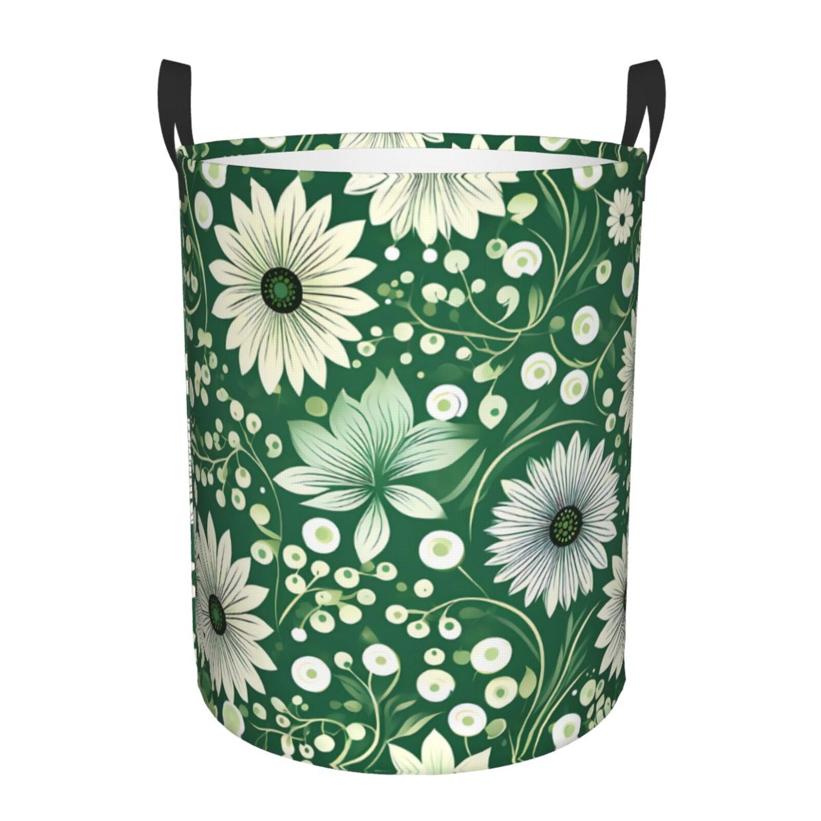Laundry Basket, Green Floral Botanical Waterproof Laundry Hamper With ...