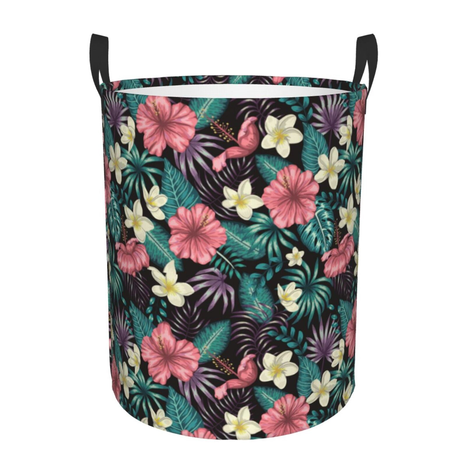 Laundry Basket, Green Tropical Leaves Waterproof Laundry Hamper With ...