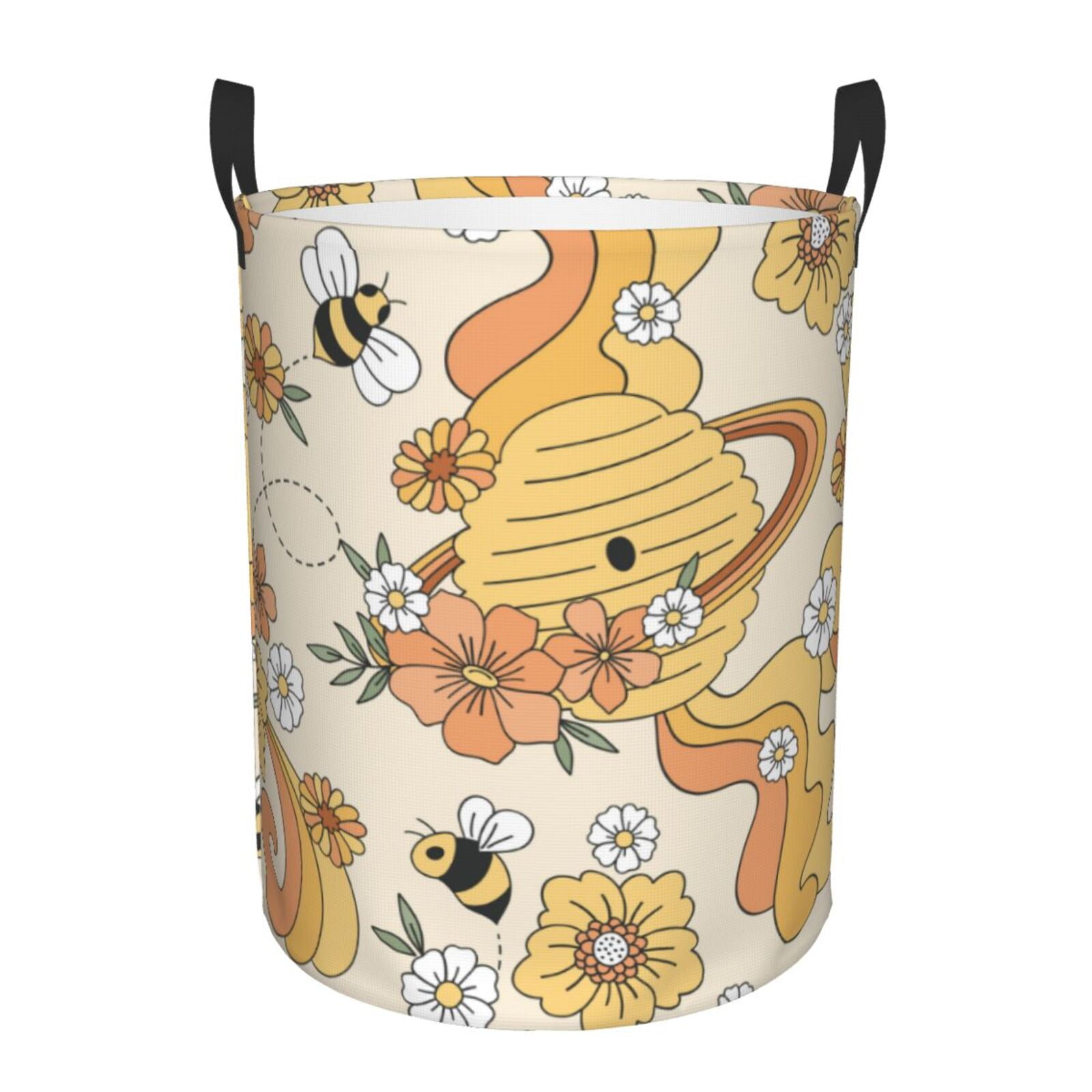 Laundry Basket, Groovy Floral Waterproof Laundry Hamper With Padded ...