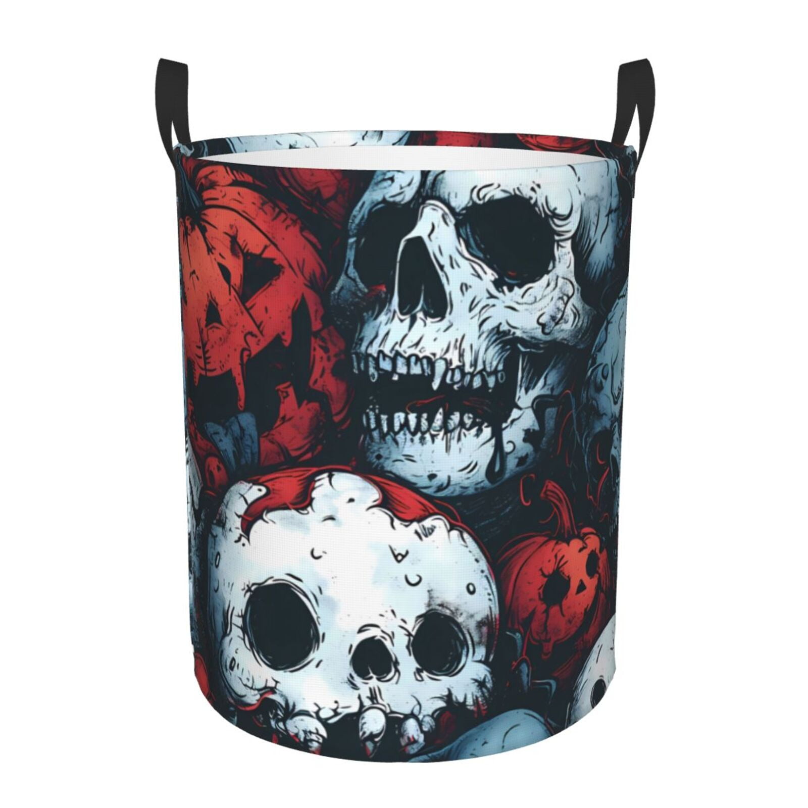 Laundry Basket, Halloween Abstract Pumpkin Skull Laundry Hamper ...