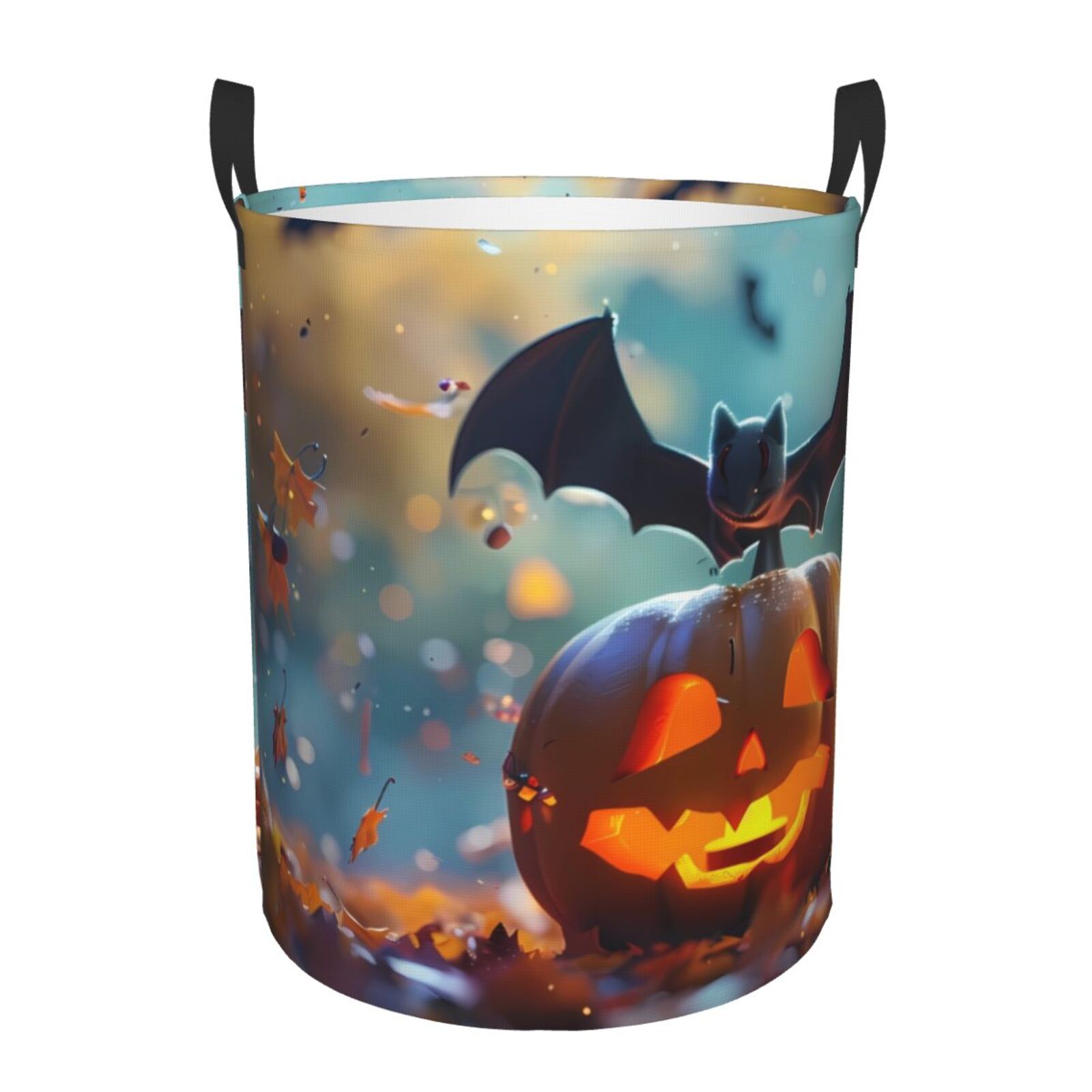Laundry Basket, Halloween Bat Pumpkin Autumn Laundry Hamper Waterproof ...
