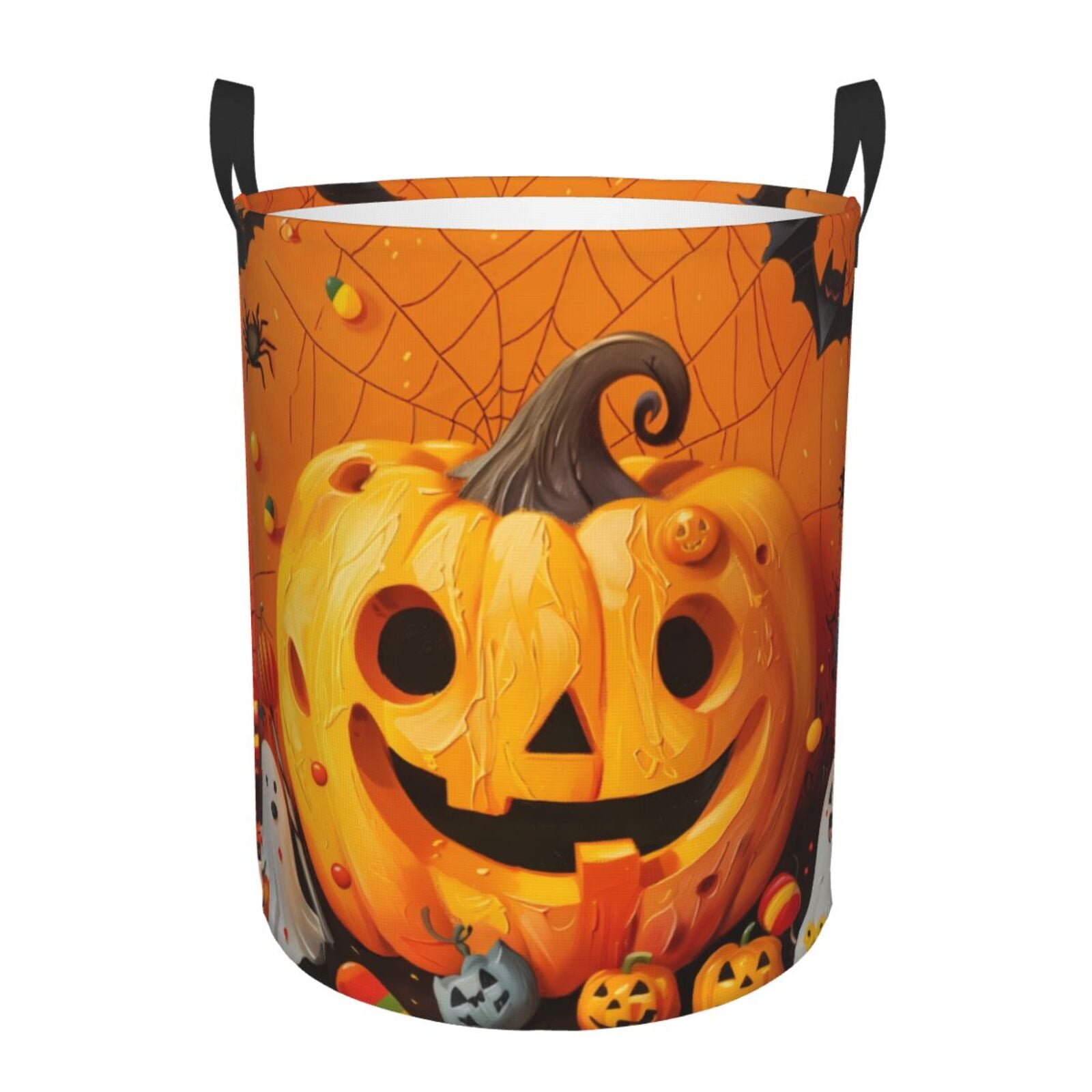 Laundry Basket - Halloween Cartoon Pumpkin Ghost Waterproof Laundry Hamper with Handles, Easy ...
