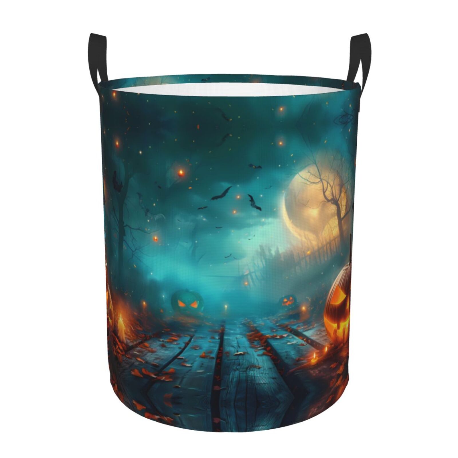 Laundry Basket, Halloween Night Pumpkin Bat Laundry Hamper Waterproof ...