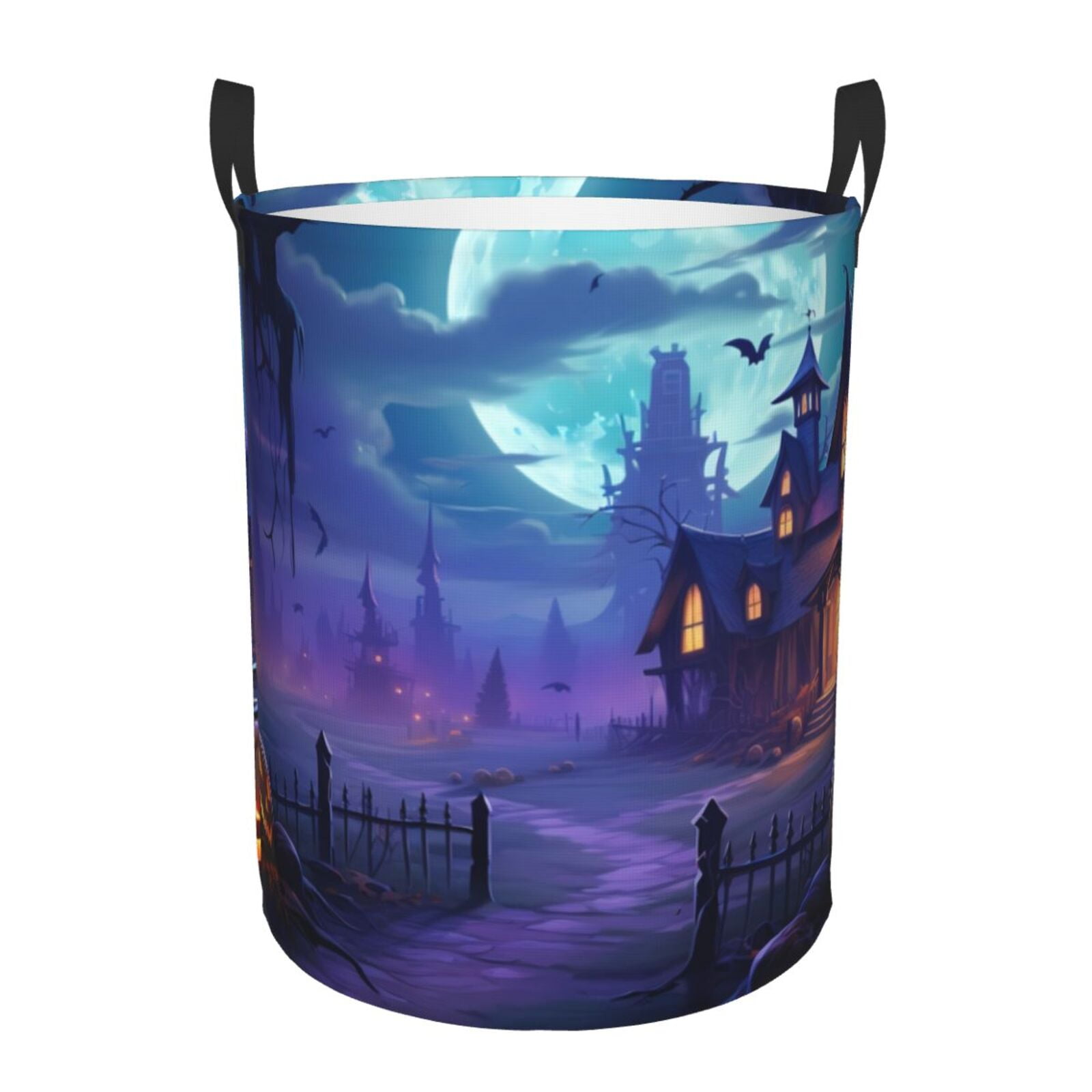 Laundry Basket - Halloween Purple Pumpkin Castle Waterproof Laundry ...