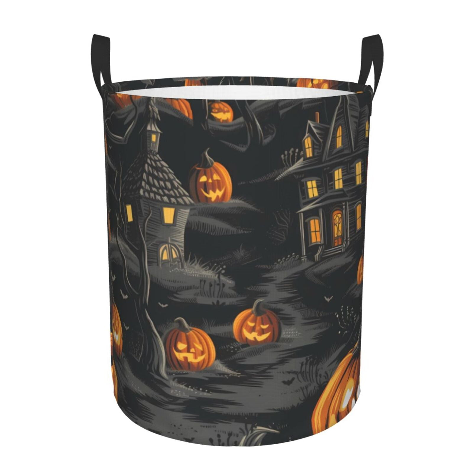 Laundry Basket, Halloween Village Nightscape A Laundry Hamper ...