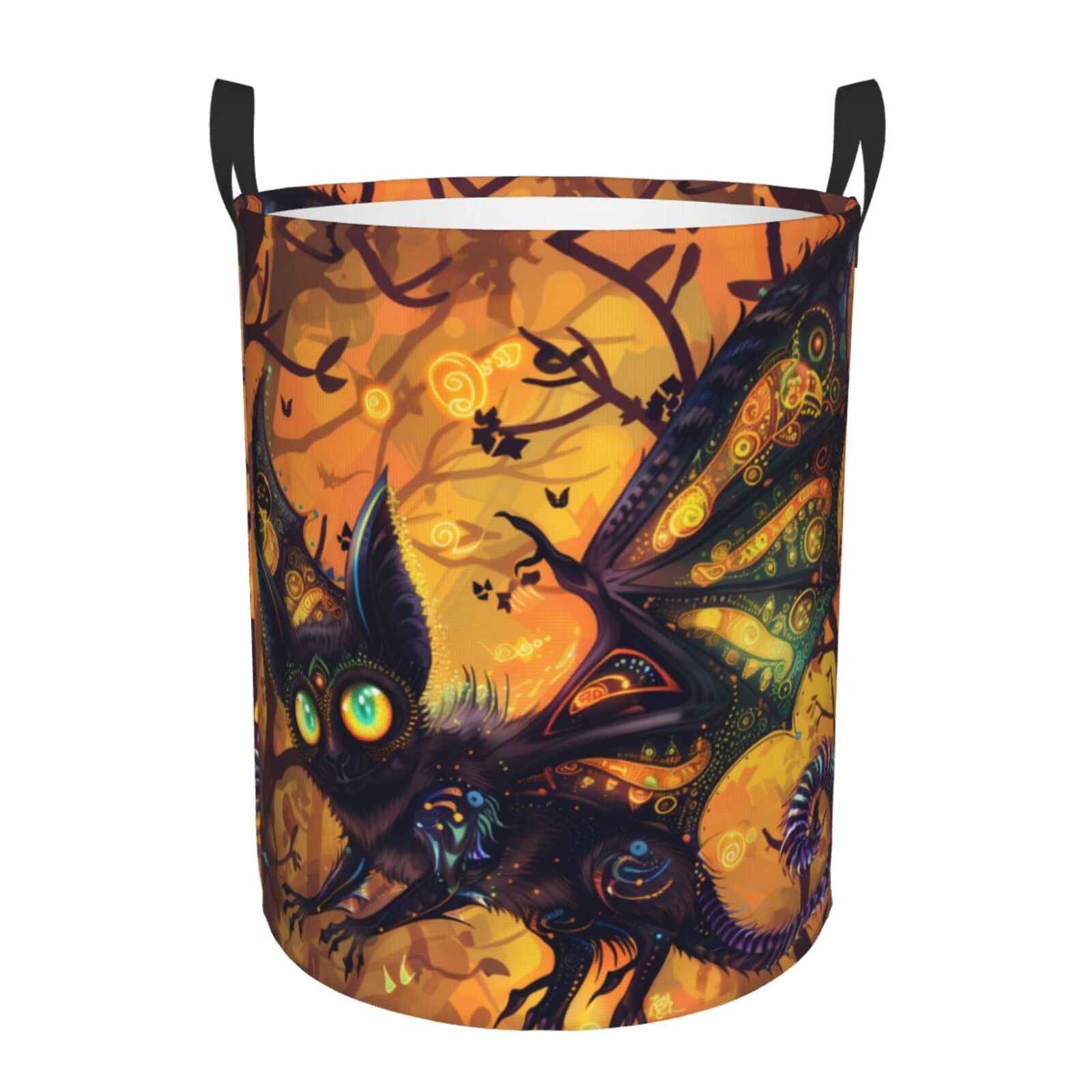 Laundry Basket, Halloween Vintage Colorful Bat Laundry Hamper ...