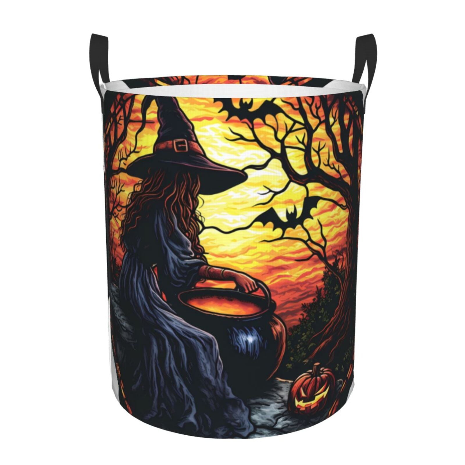 Laundry Basket, Halloween Witch Window Painting Laundry Hamper ...
