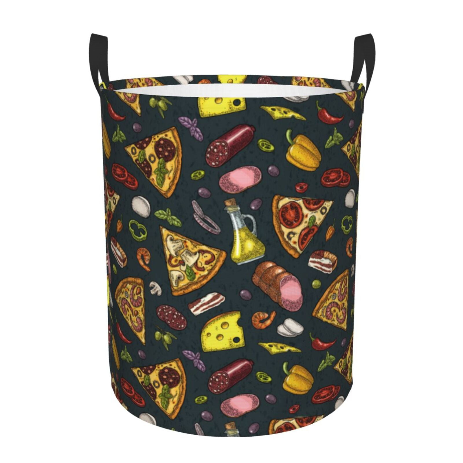 Laundry Basket, Ham Pepper Pizza Waterproof Laundry Hamper With Handles ...