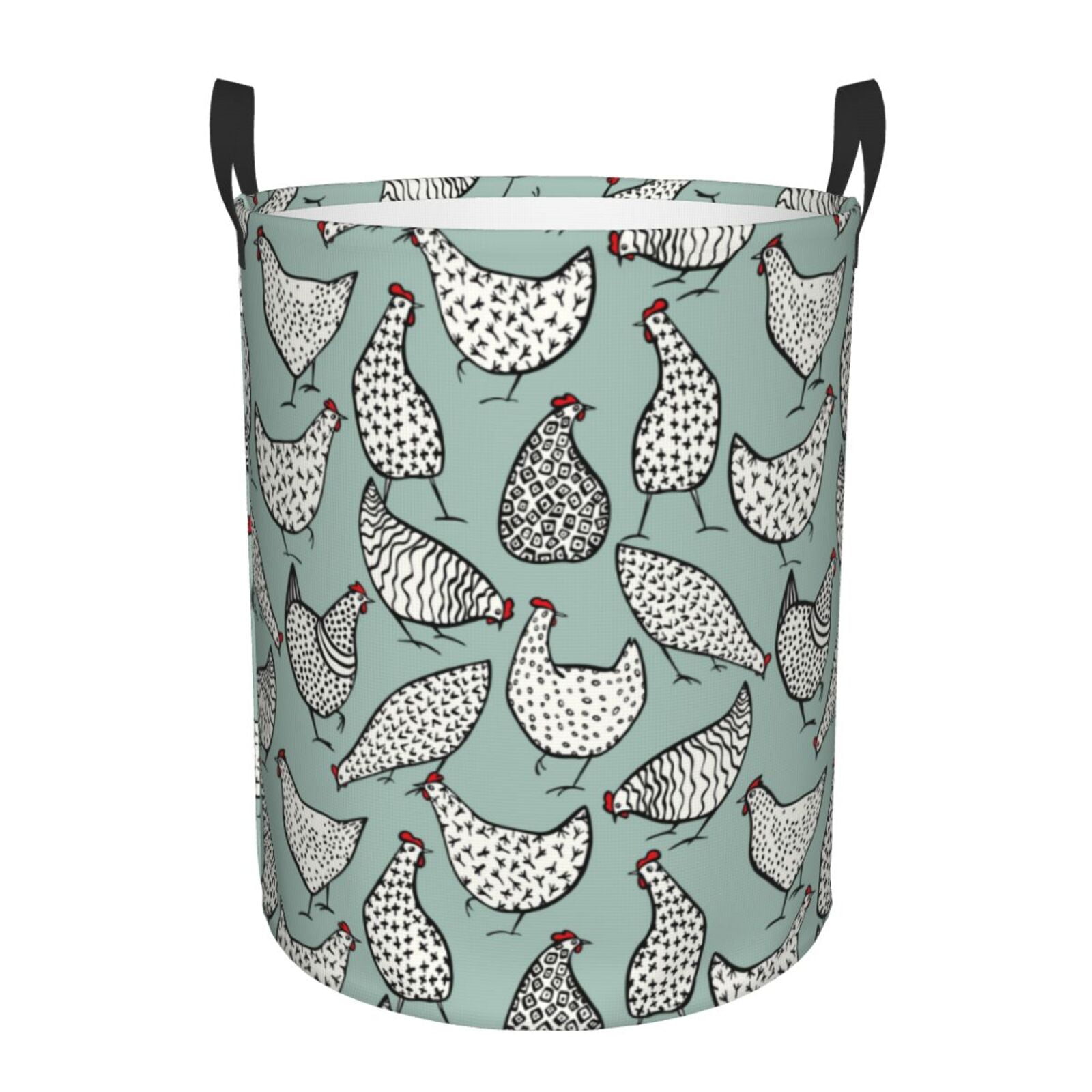 Laundry Basket, Hand Drawn Chickens Waterproof Laundry Hamper With ...