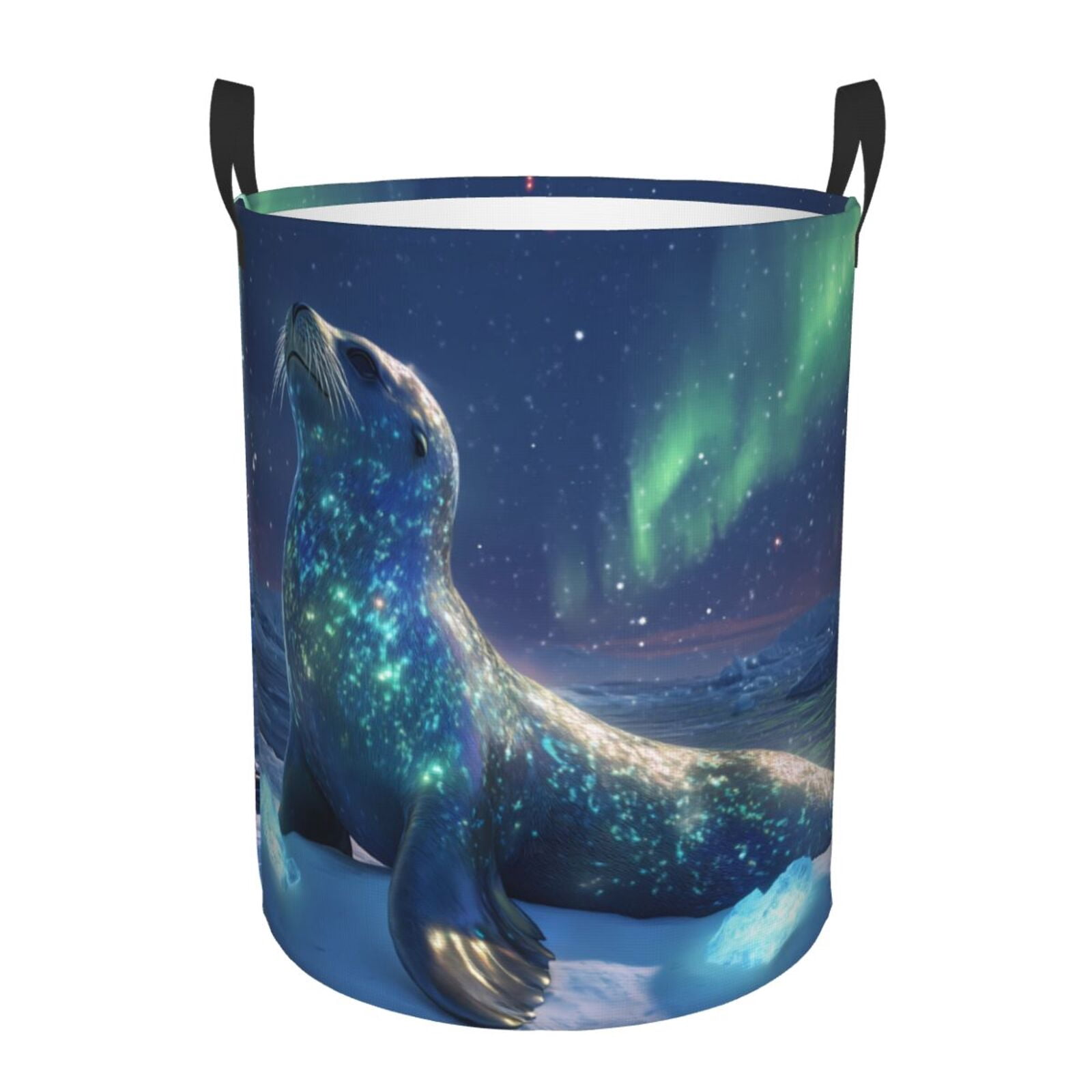 Laundry Basket with Handles - Aurora Iceberg Seal A Freestanding ...