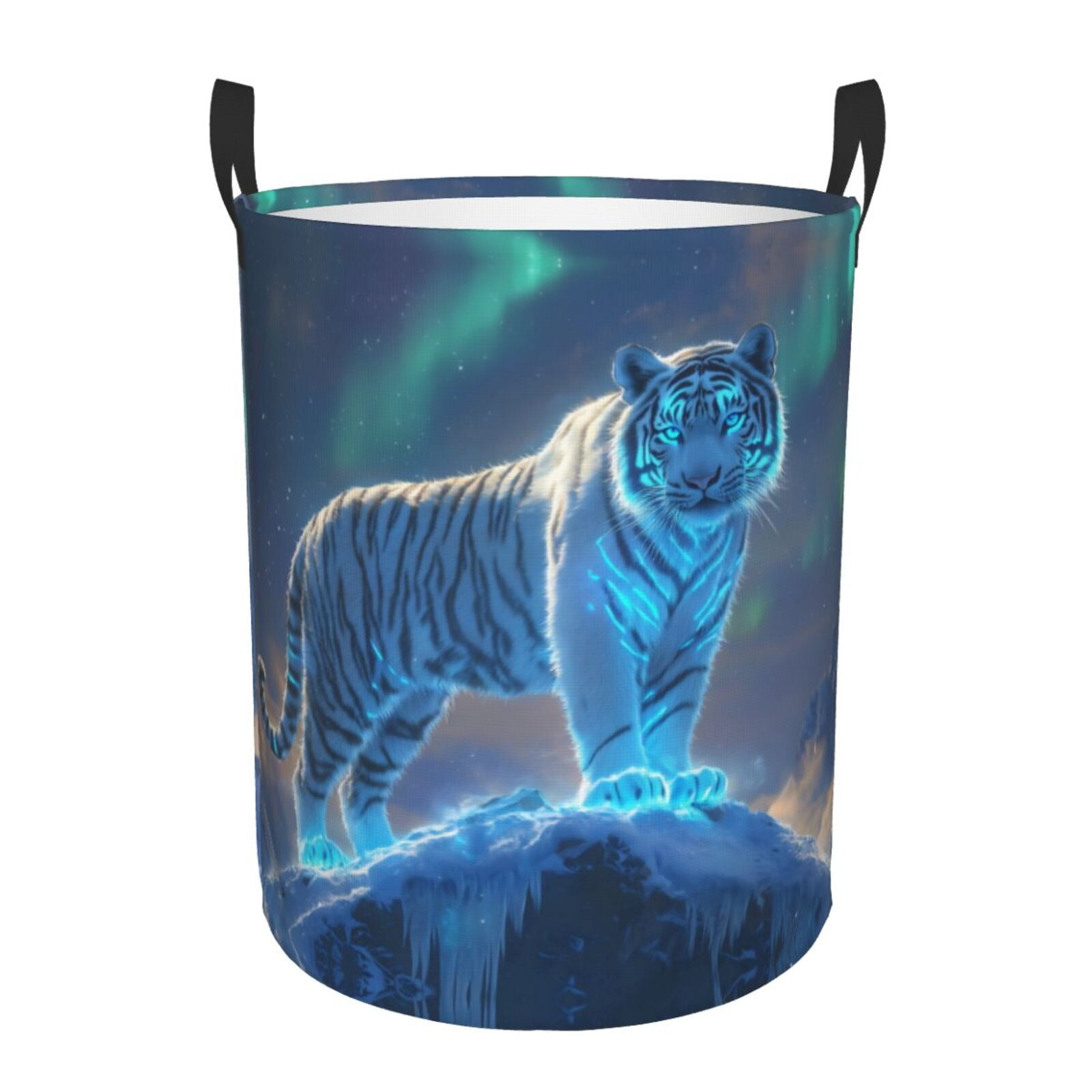 Laundry Basket with Handles - Aurora White Tiger Standing Freestanding ...