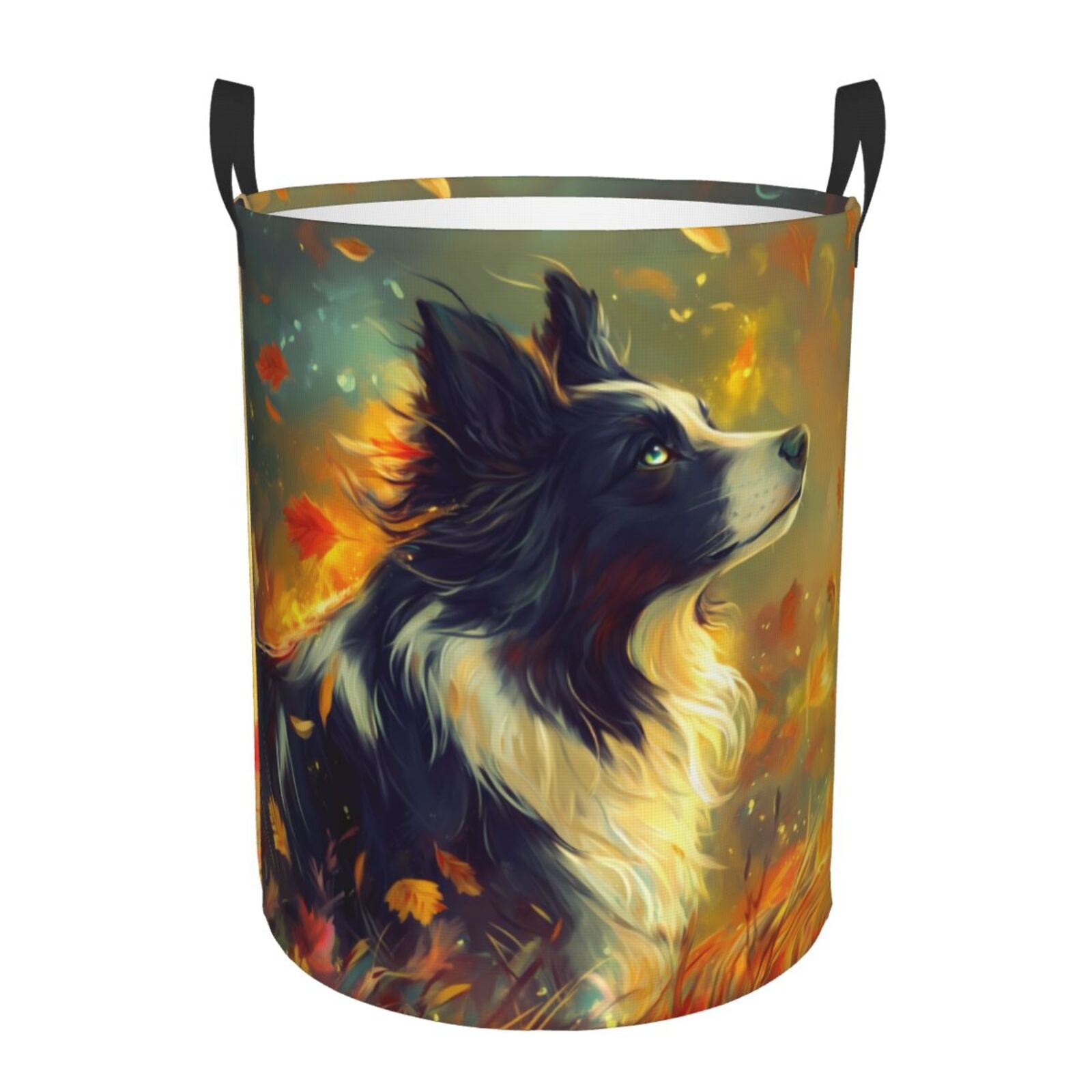 Laundry Basket with Handles - Autumn Countryside Border Collie ...