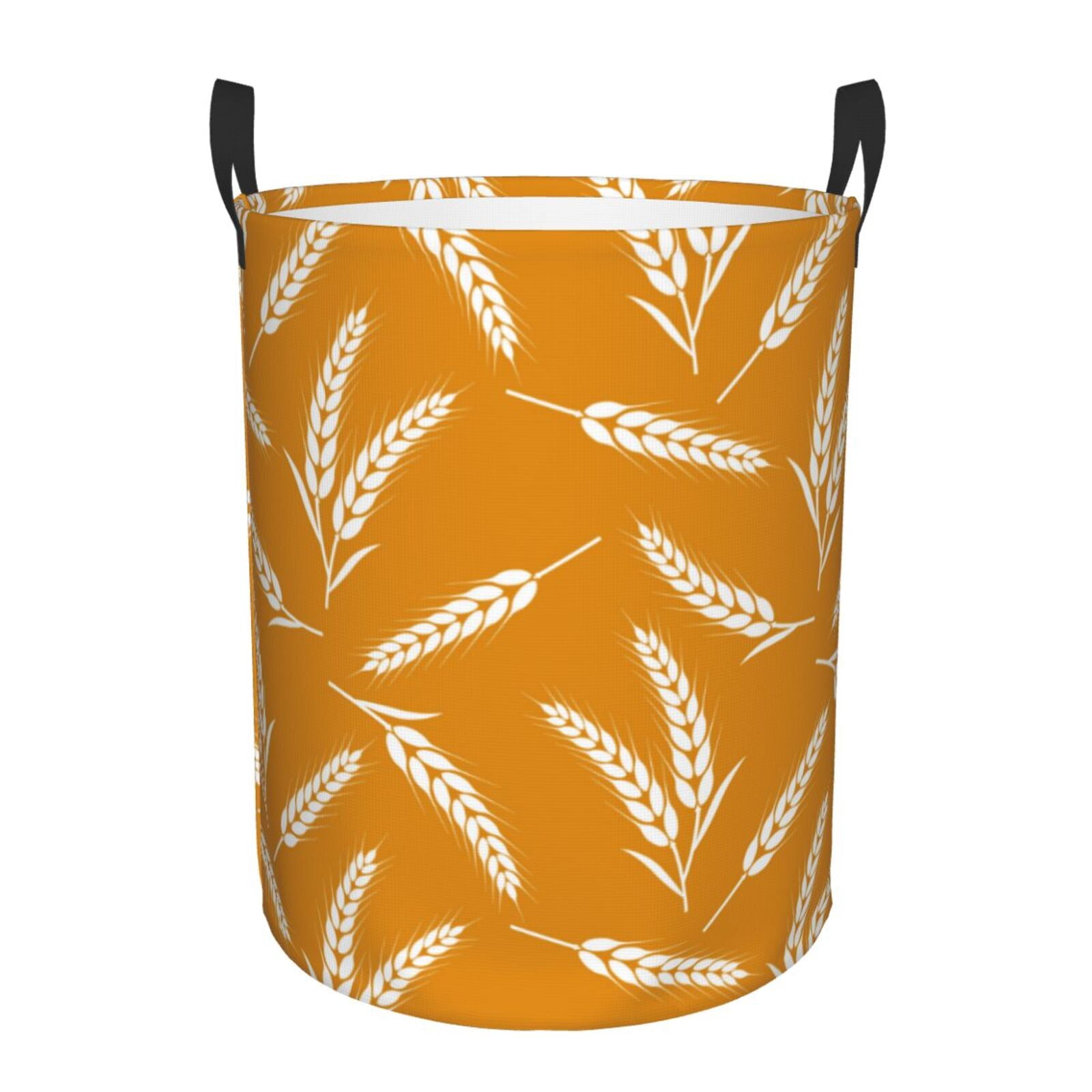 Laundry Basket with Handles - Autumn Orange Wheat Freestanding Laundry ...