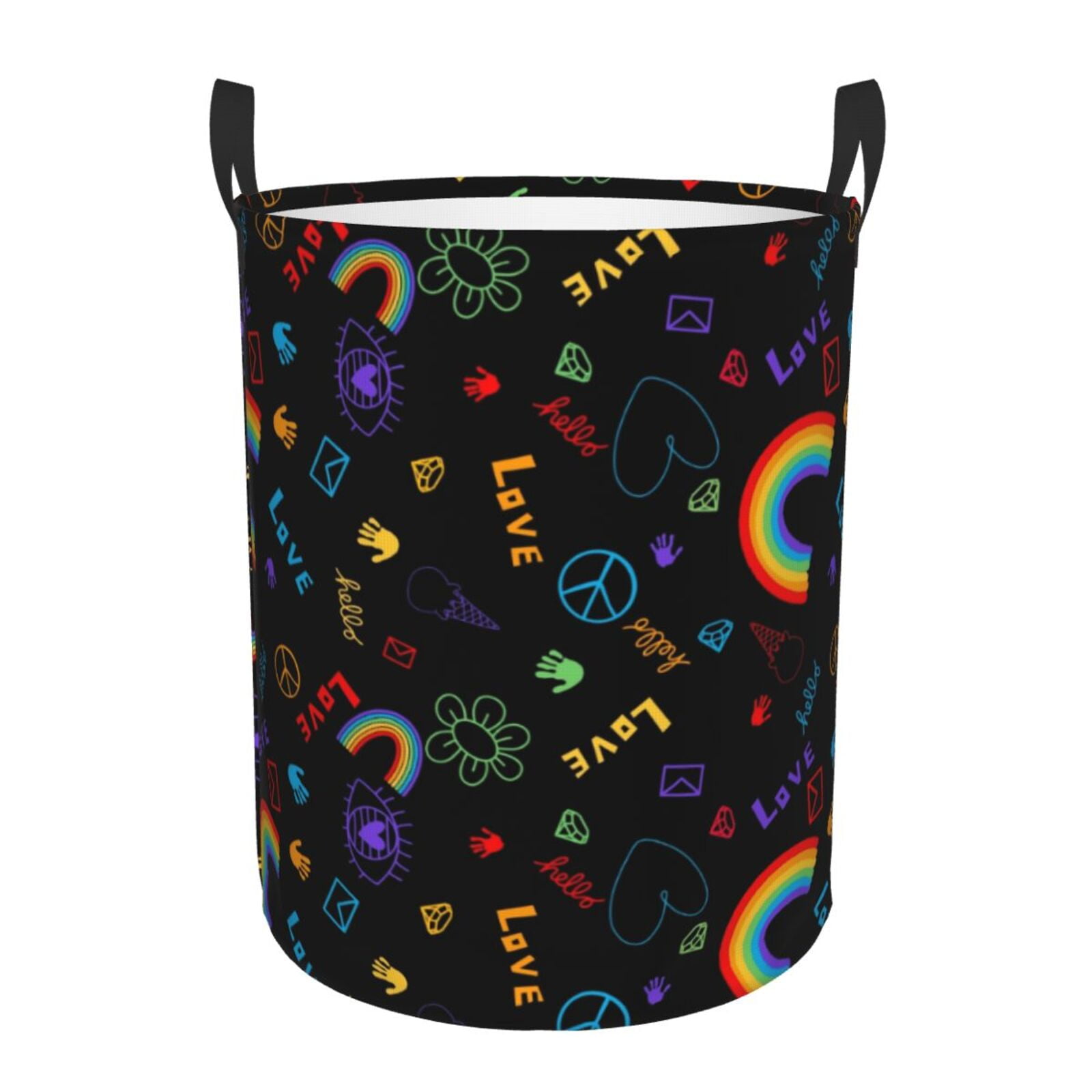 Laundry Basket with Handles - Cartoon Pride Lgbt Freestanding Laundry ...