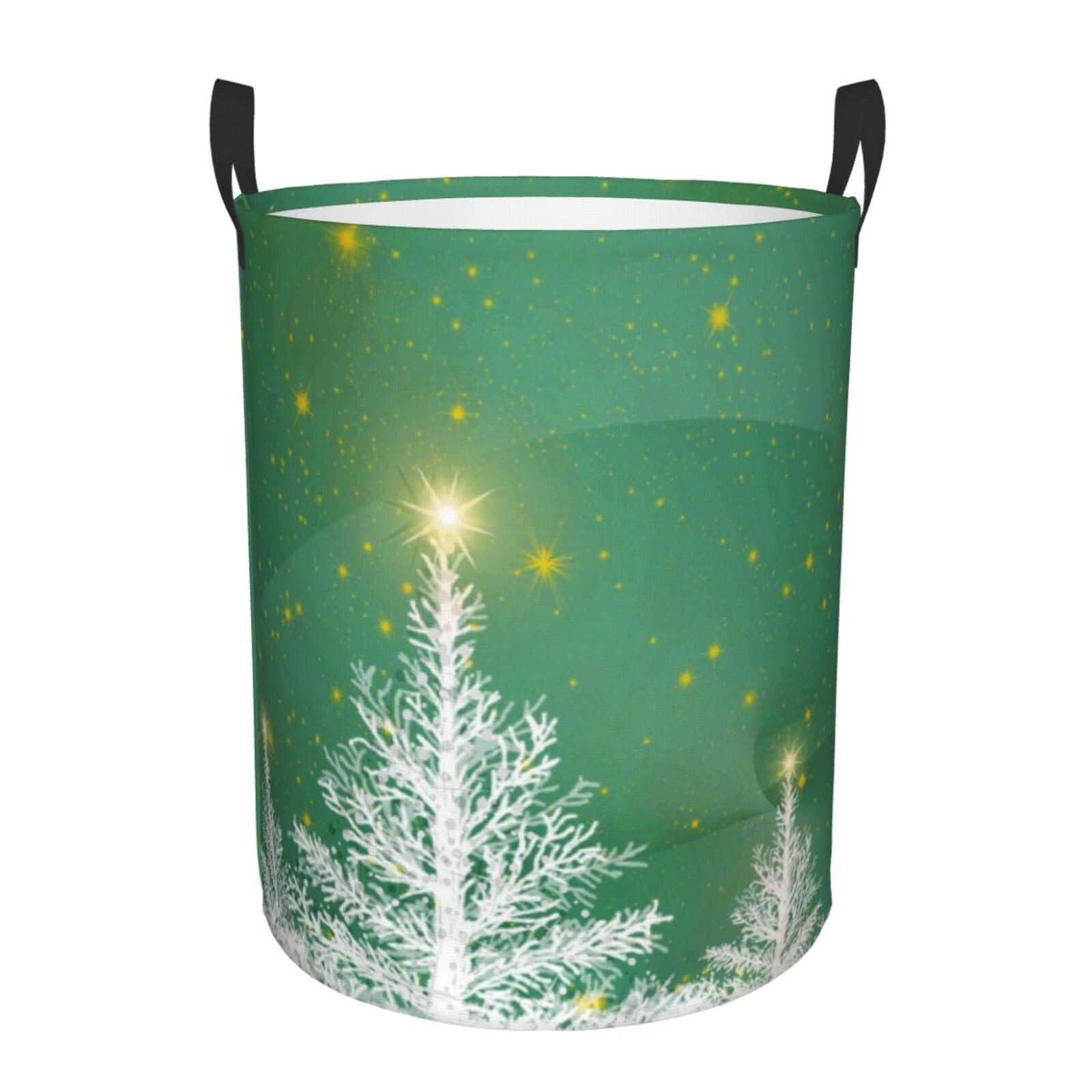 Laundry Basket with Handles - Christmas Green Freestanding Laundry ...