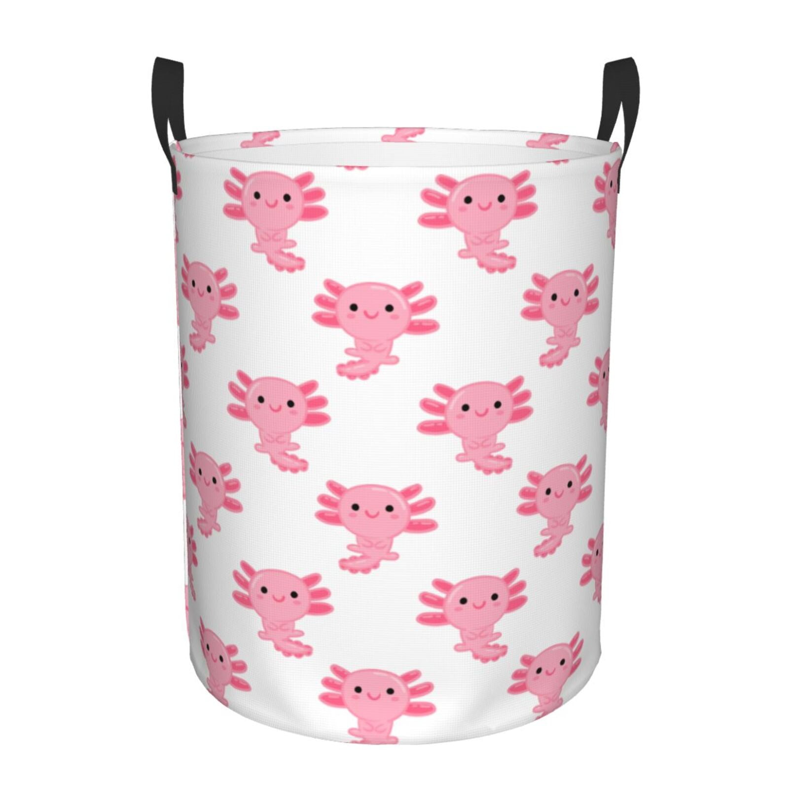 Laundry Basket with Handles - Cute Axolotl pink Freestanding Laundry ...
