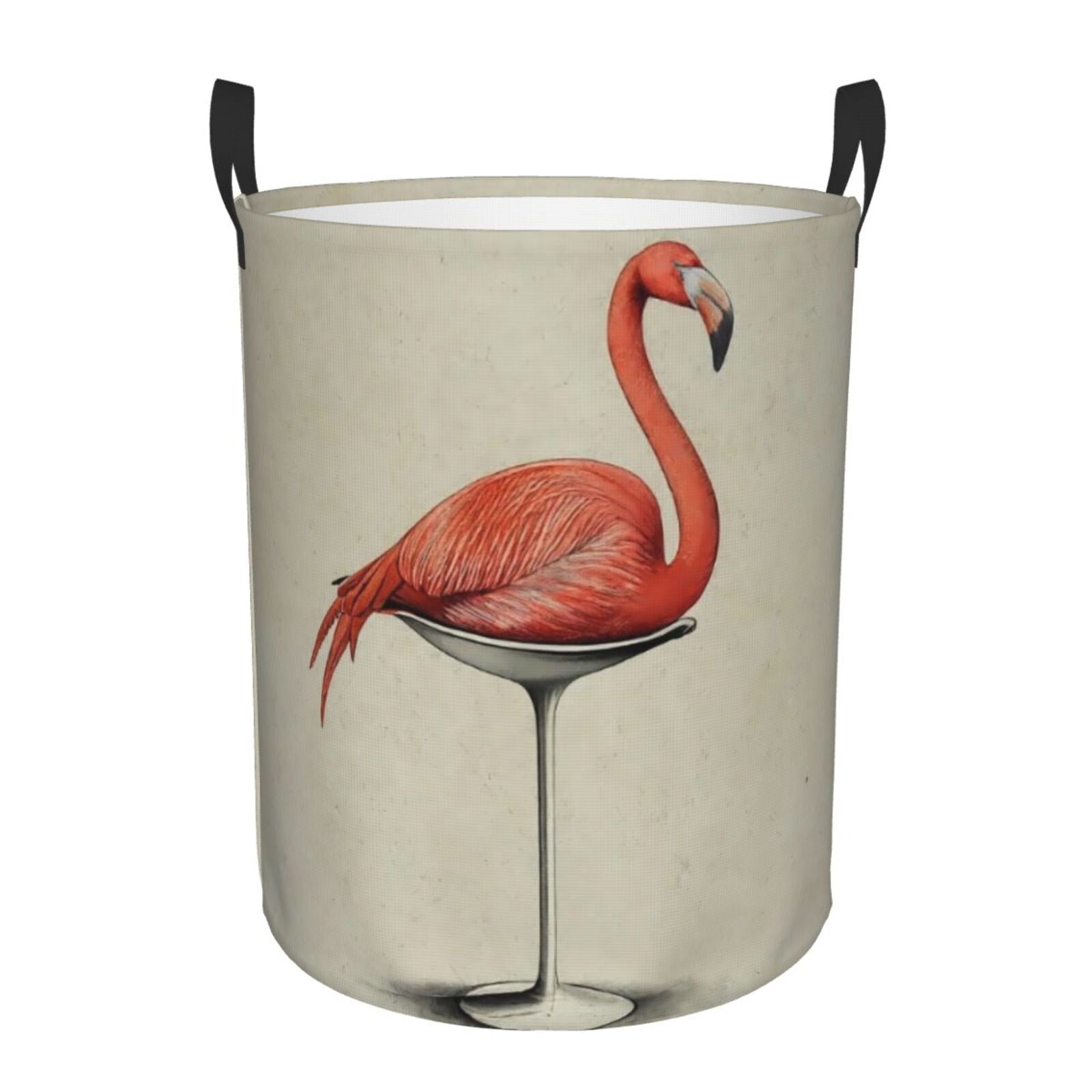 Laundry Basket with Handles - Flamingo Sitting On Chair Freestanding ...
