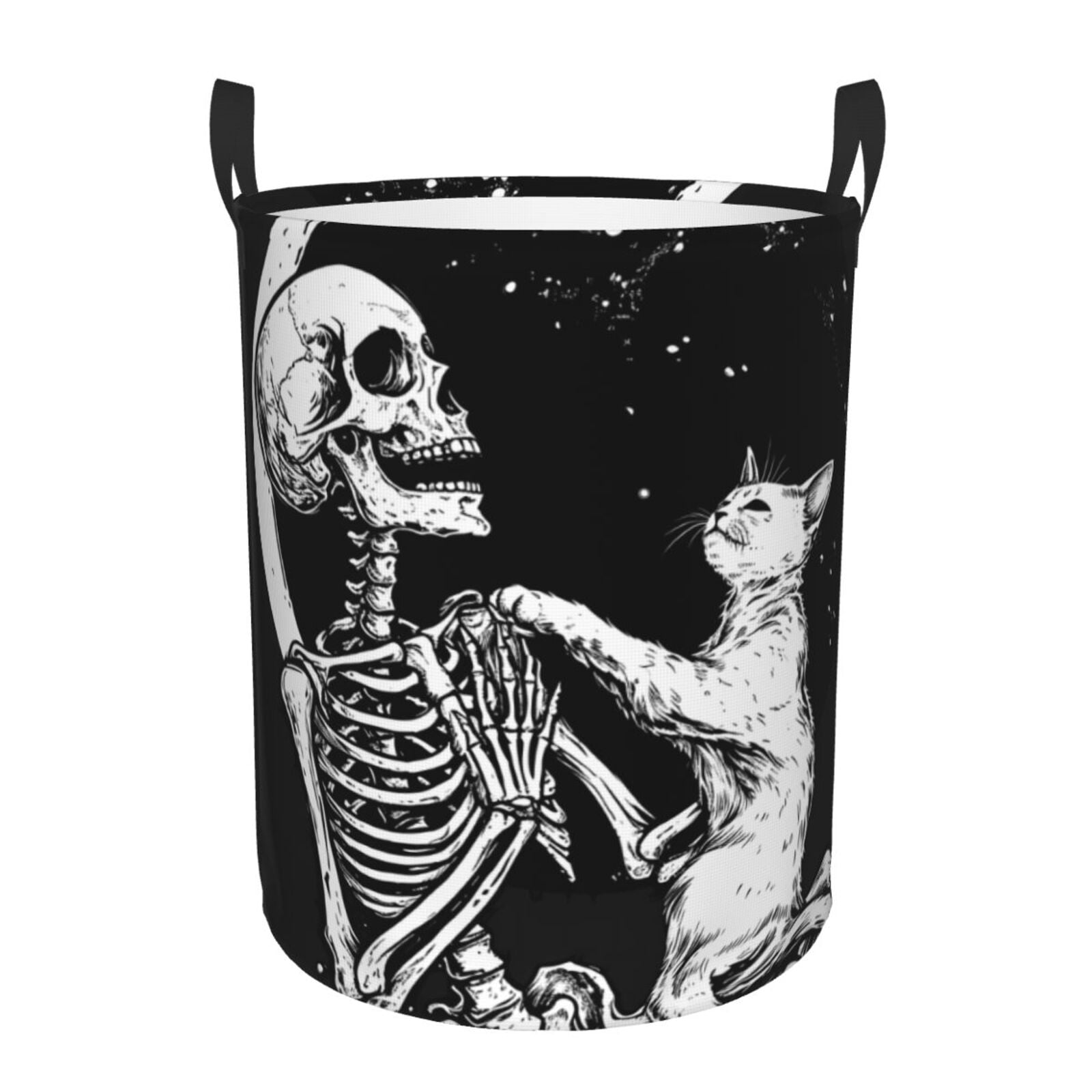 Laundry Basket with Handles - Halloween Vintage Skeleton Cat ...