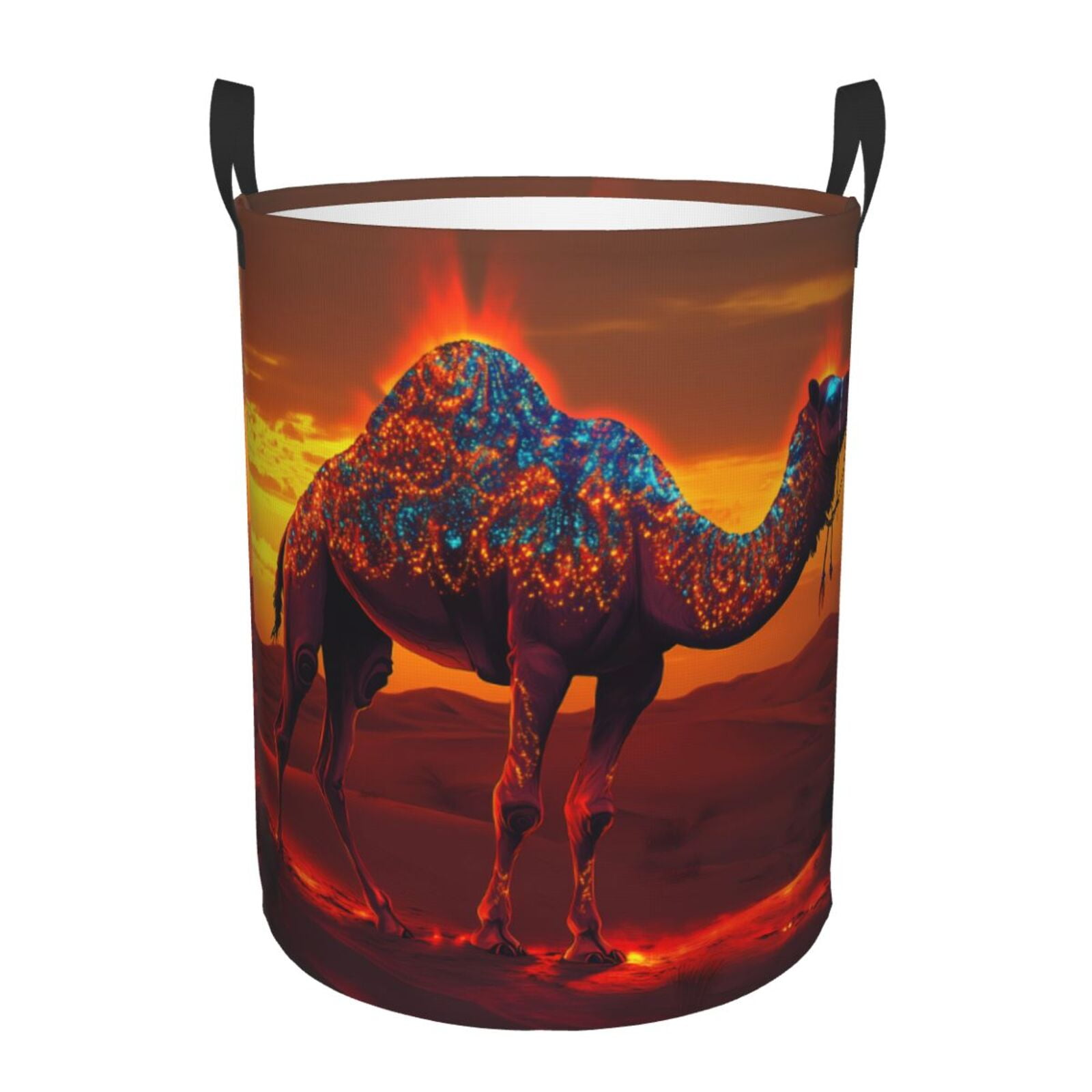 Laundry Basket with Handles - Mystical Sunset Camel Freestanding ...