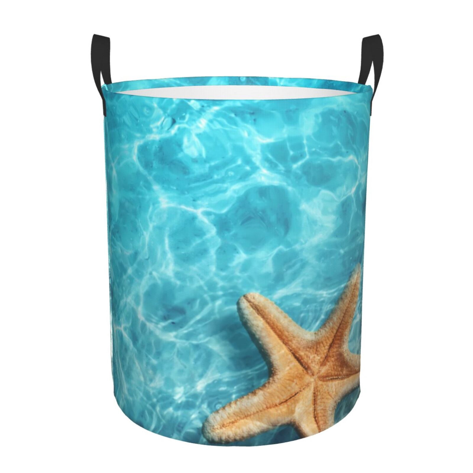 Laundry Basket with Handles - Starfish And Seashell On The Beach 1 ...
