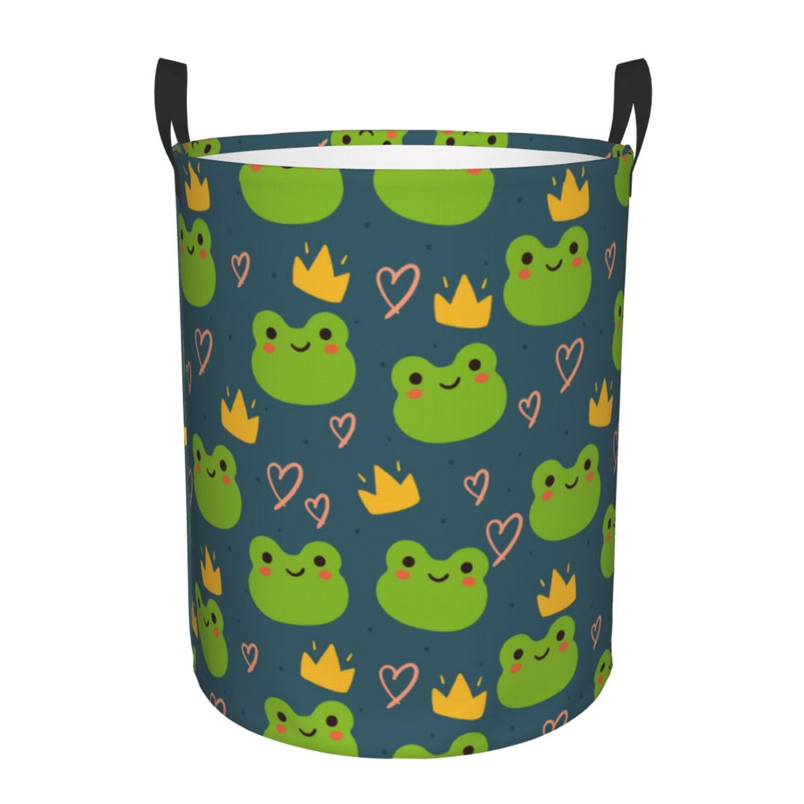 Laundry Basket with Handles - cartoon frog heart cute Freestanding ...