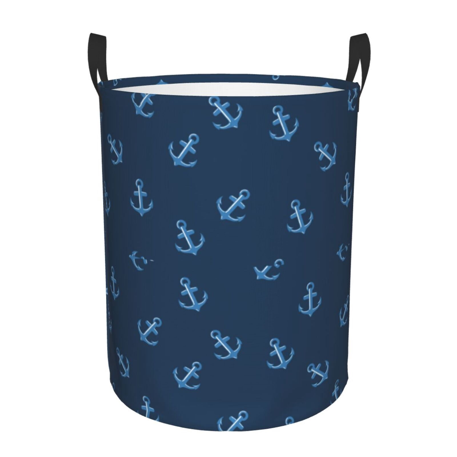 Laundry Basket with Handles - cool navyblue anchor Freestanding Laundry ...