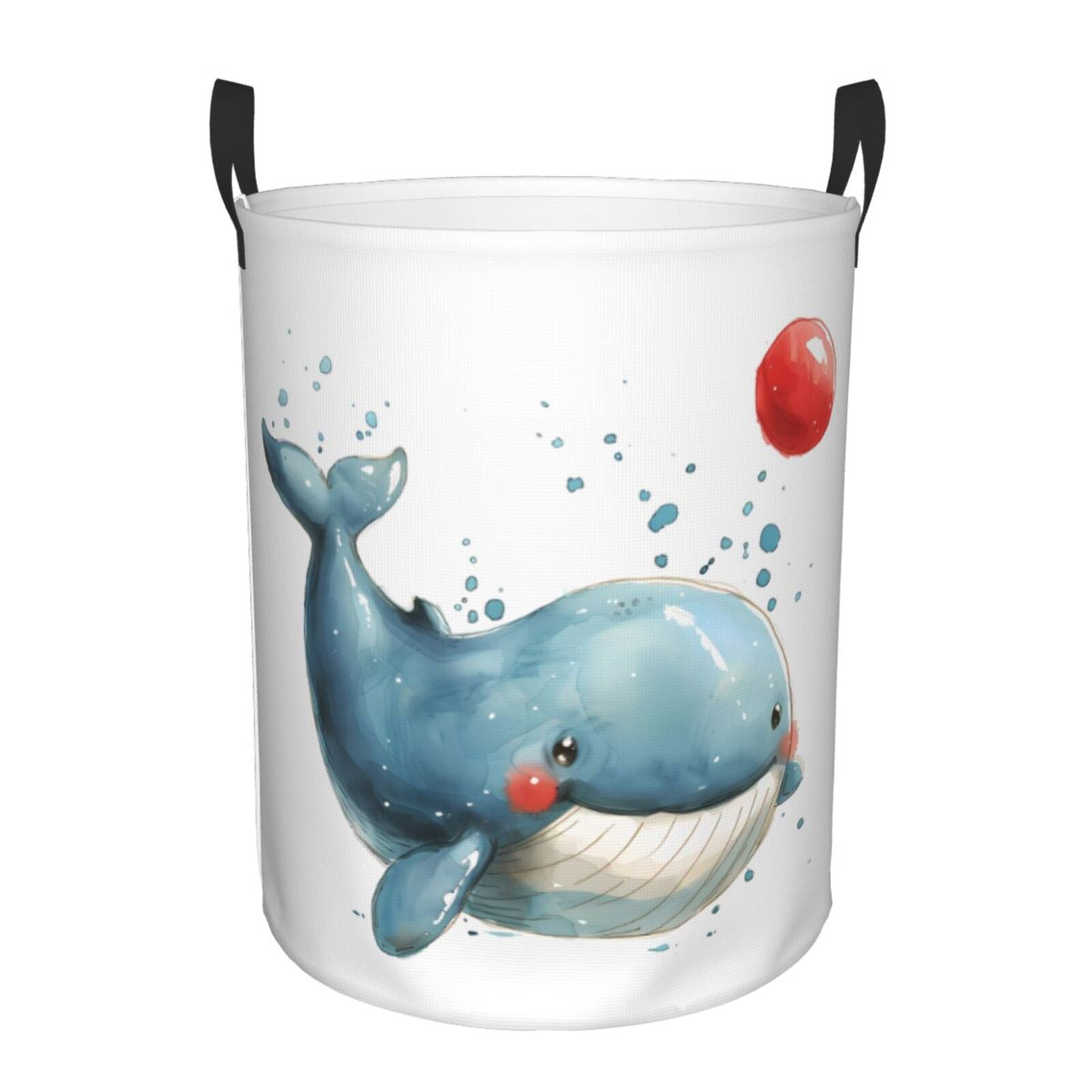 Laundry Basket, Happy Blue Whale Cartoon Waterproof Laundry Hamper With ...