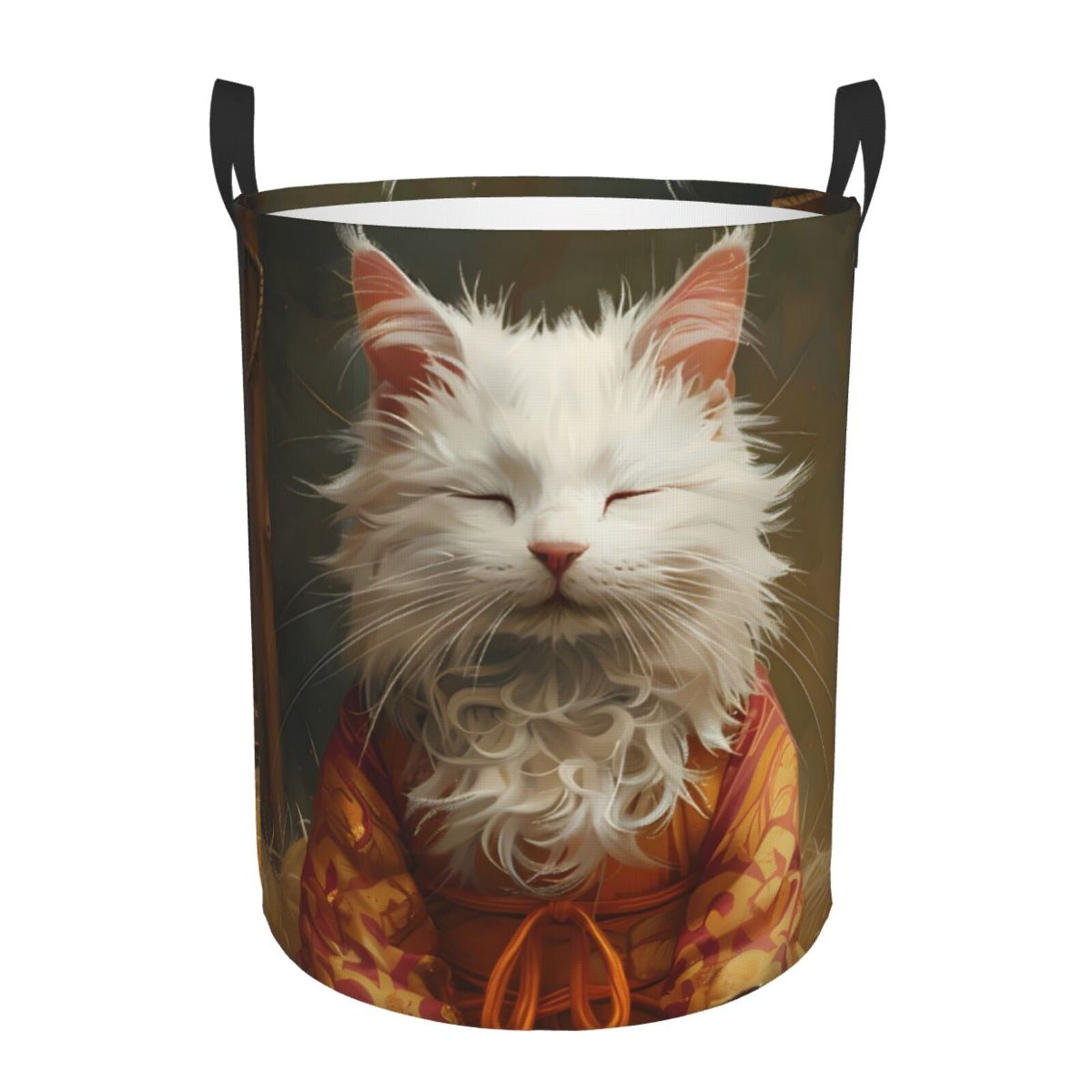 Laundry Basket, Haystack Meditating Cat Waterproof Laundry Hamper With ...