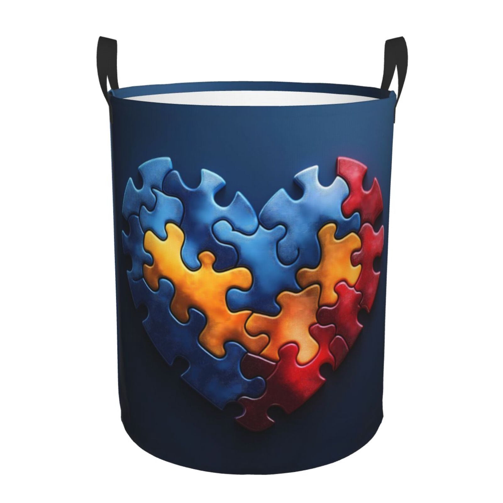 Laundry Basket, Heart Puzzle Pieces Laundry Hamper Waterproof Laundry ...
