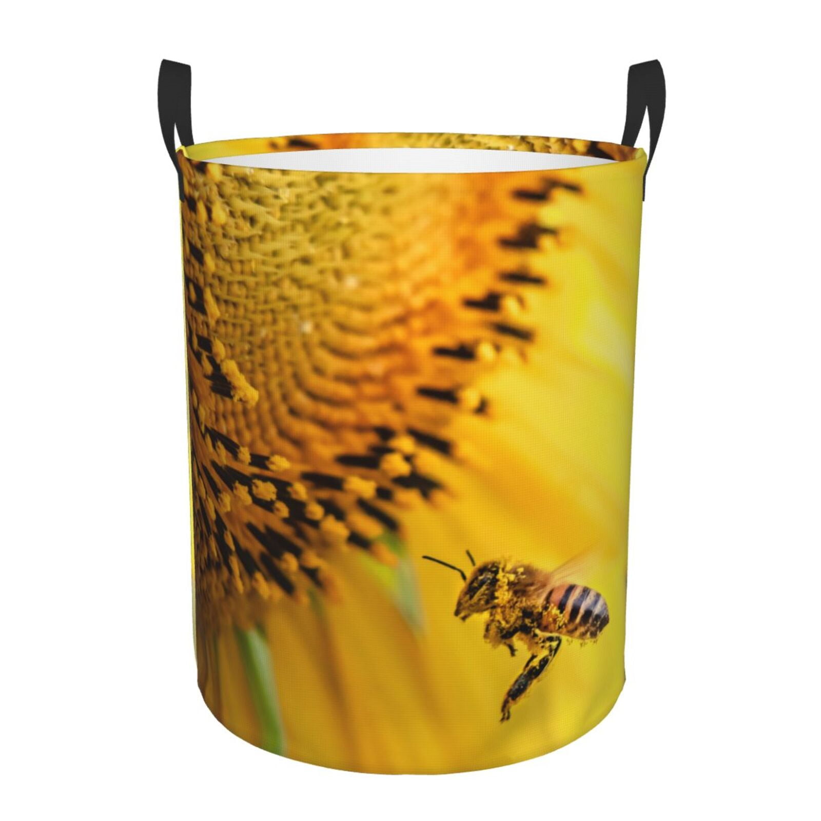 Laundry Basket, Honey Bee Pollinating Sunflower Waterproof Laundry ...