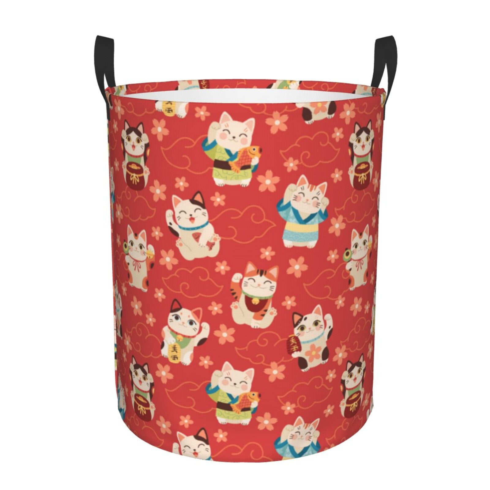 Laundry Basket, Japanese Maneki Cats Waterproof Laundry Hamper With ...