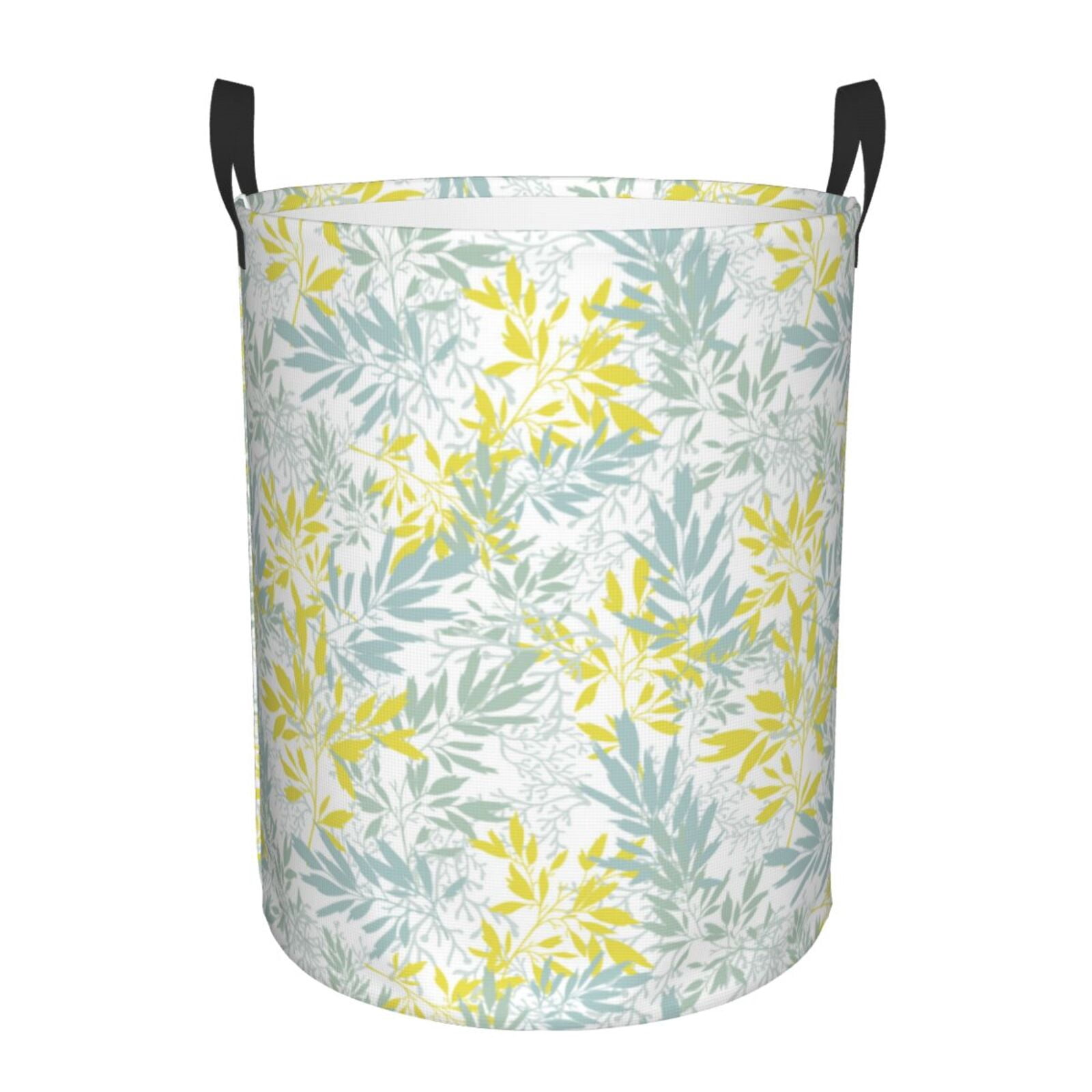 Laundry Basket, Leaves Yellow Waterproof Laundry Hamper With Handles ...