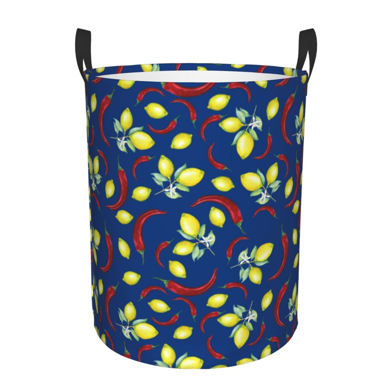 Laundry Basket, Lemons And Chili Waterproof Laundry Hamper with Padded ...