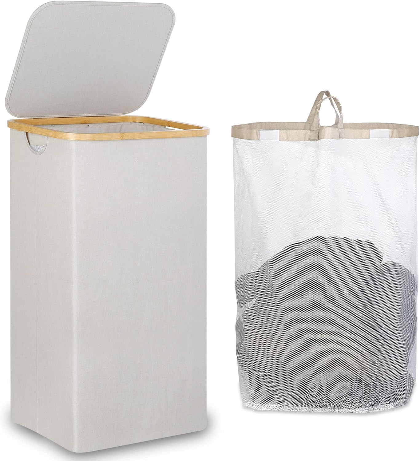 Laundry Basket with Lid, Large Laundry Hamper with Handle and Lid ...