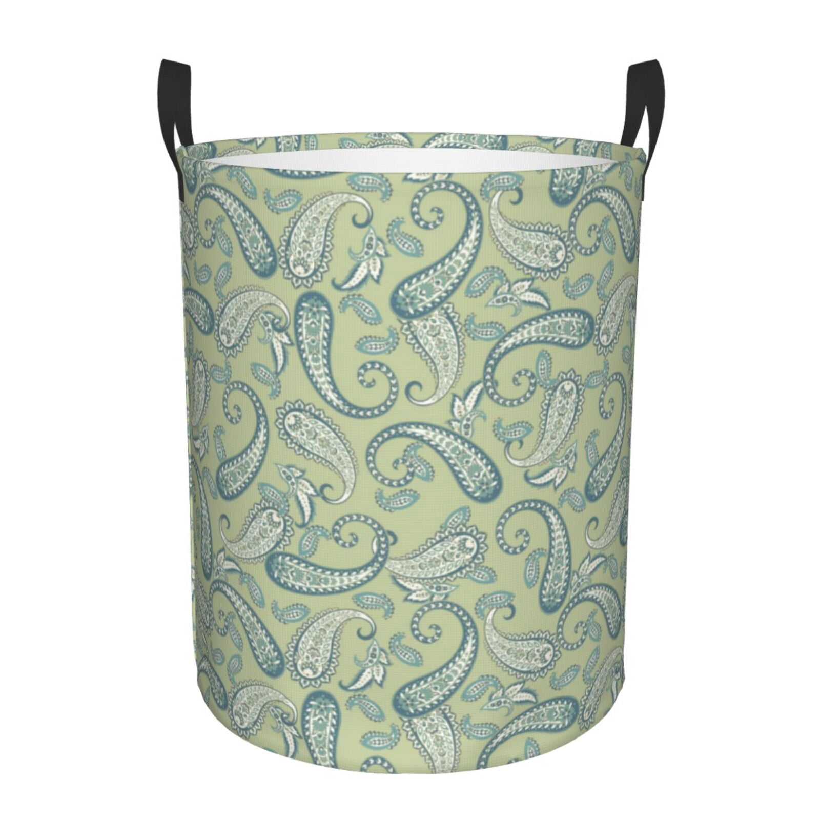 Laundry Basket, Light Green Paisley Waterproof Laundry Hamper With ...
