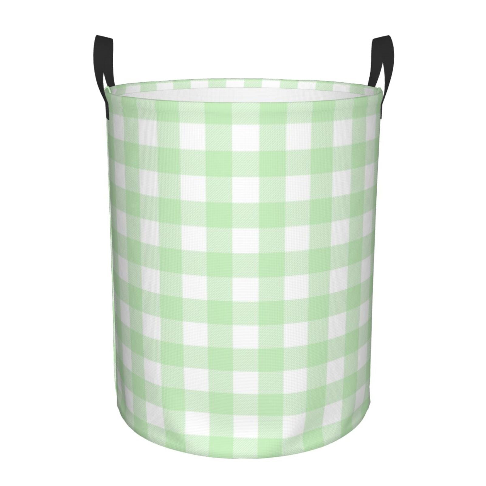 Laundry Basket, Light green plaids Checkered Laundry Hamper Waterproof ...