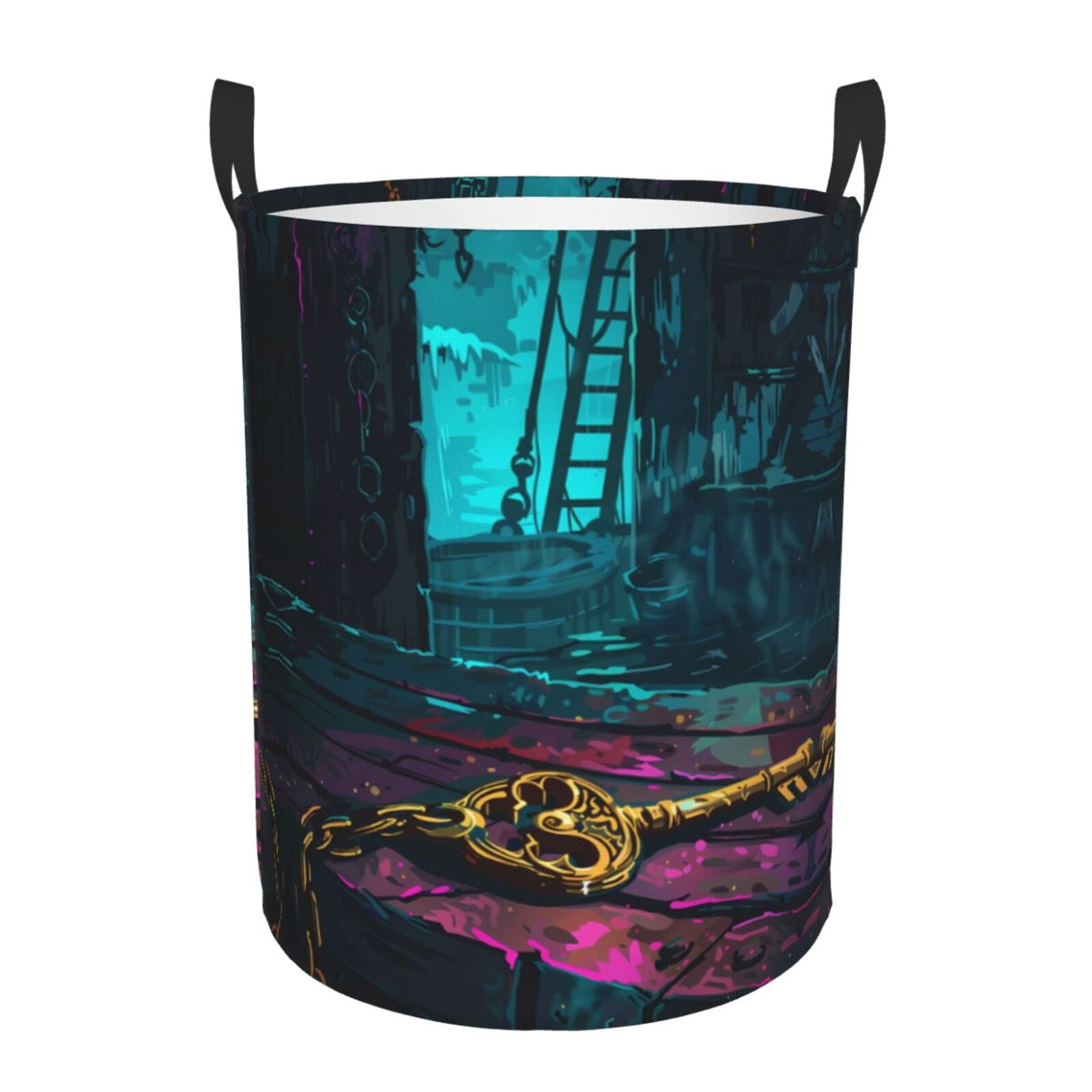 Laundry Basket, Lost Golden Key Waterproof Laundry Hamper With Handles ...