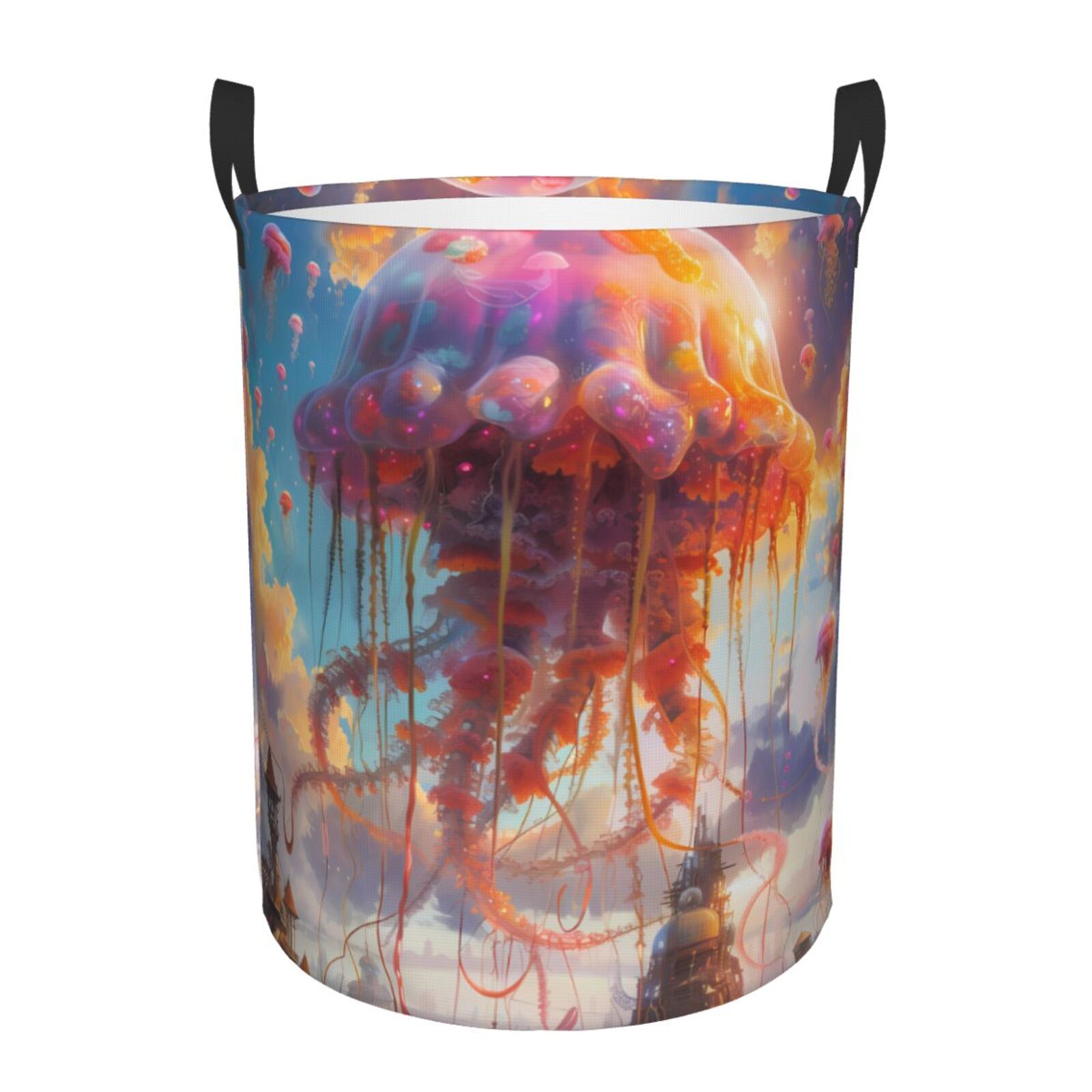 Laundry Basket, Majestic Sky Jellyfish Swarm Waterproof Laundry Hamper ...