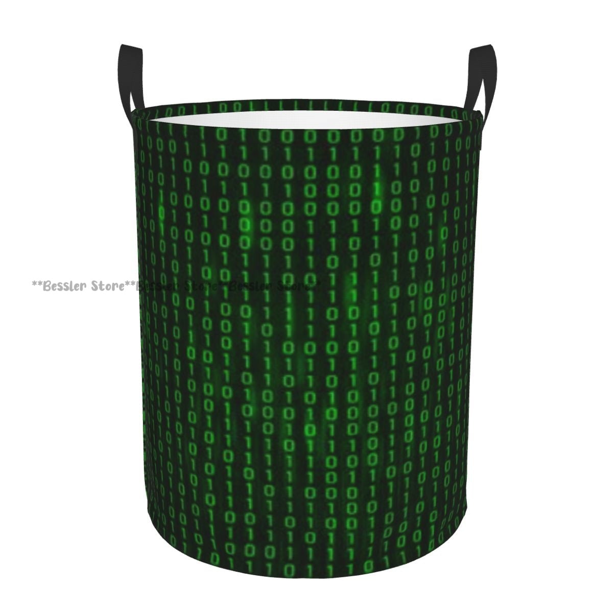 Laundry Basket Matrix Background Round Storage Bin Collapsible Hamper ...
