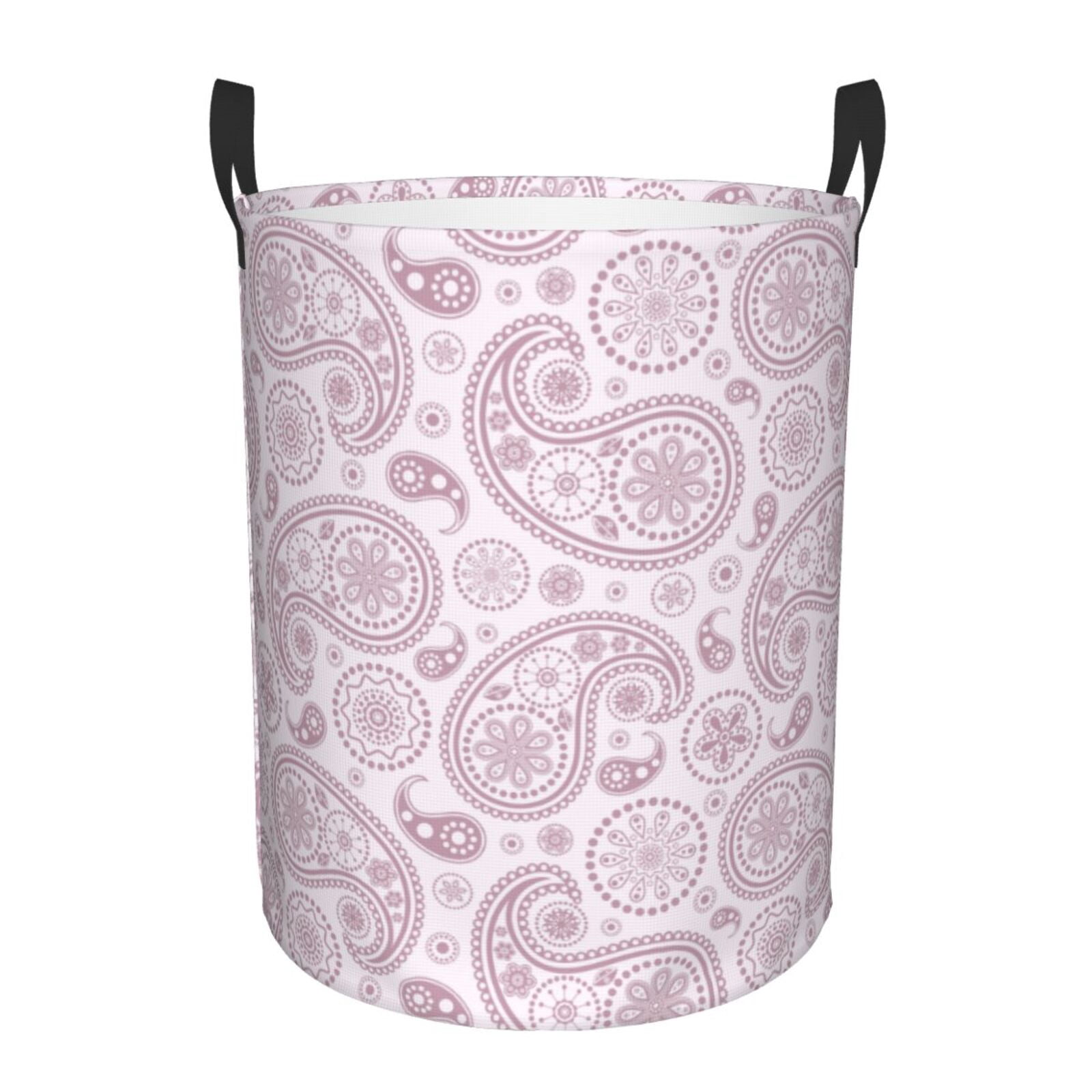 Laundry Basket, Mauve Paisley Waterproof Laundry Hamper With Handles ...