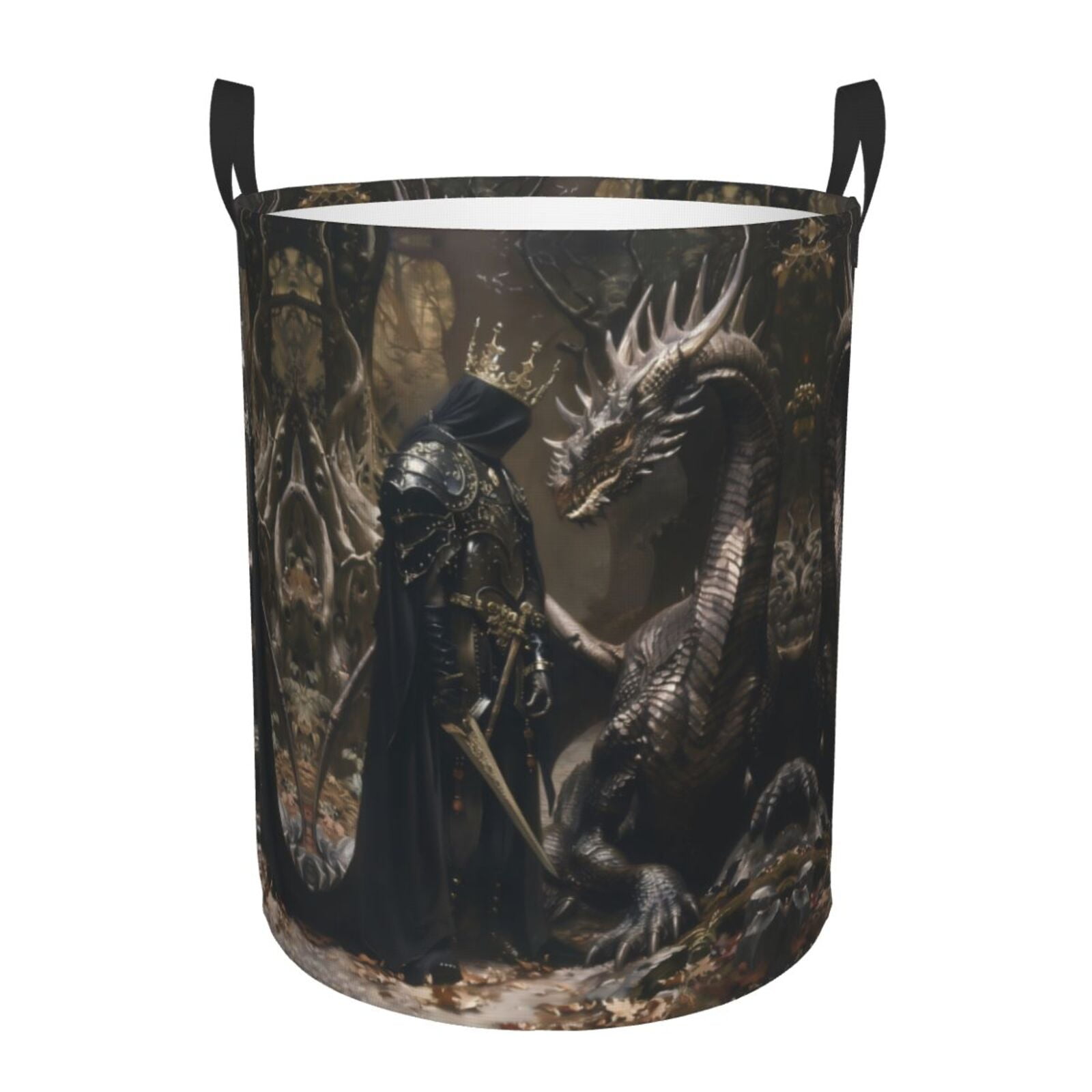 Laundry Basket, Medieval Knight And Dragon Laundry Hamper Waterproof ...